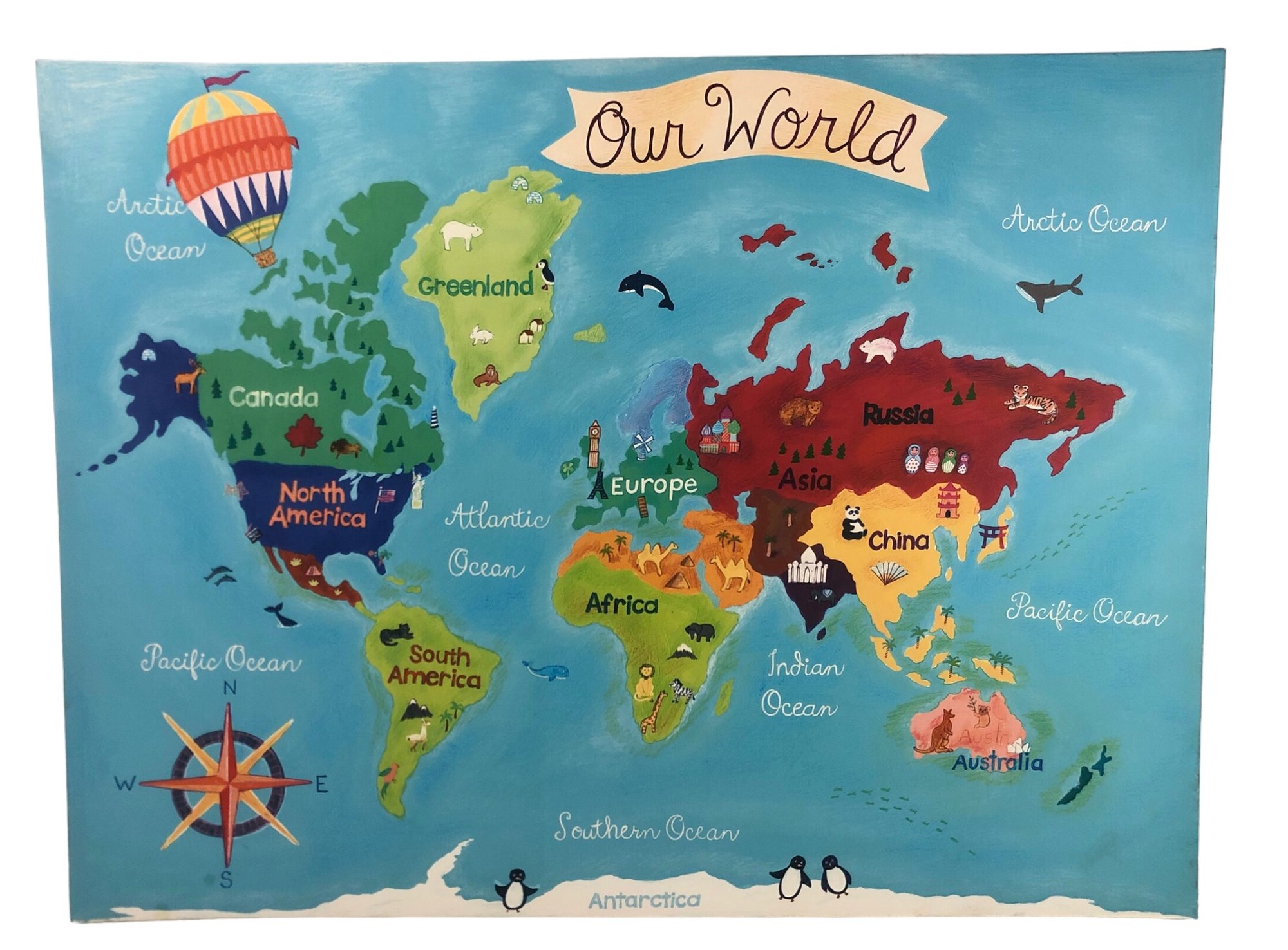 Map Of Our World Wall Art Canvas By Colleen Karis Designs - #SW-8 ...