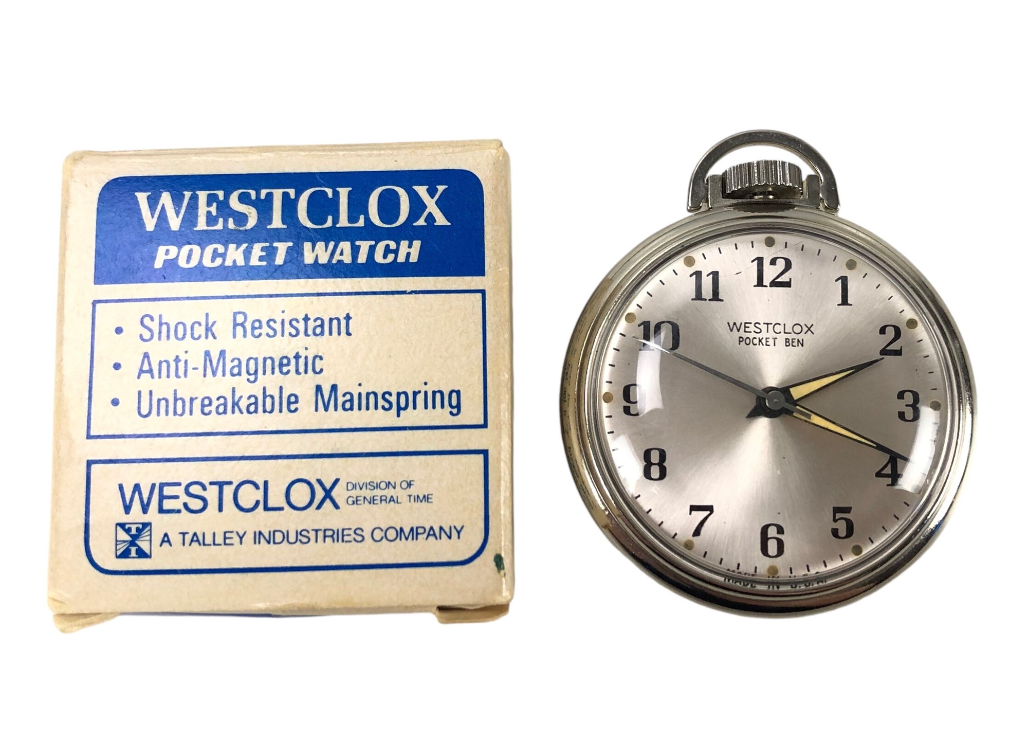 Vintage Westclox Pocket Ben Pocket Watch With Original Box (WORKS) - # ...