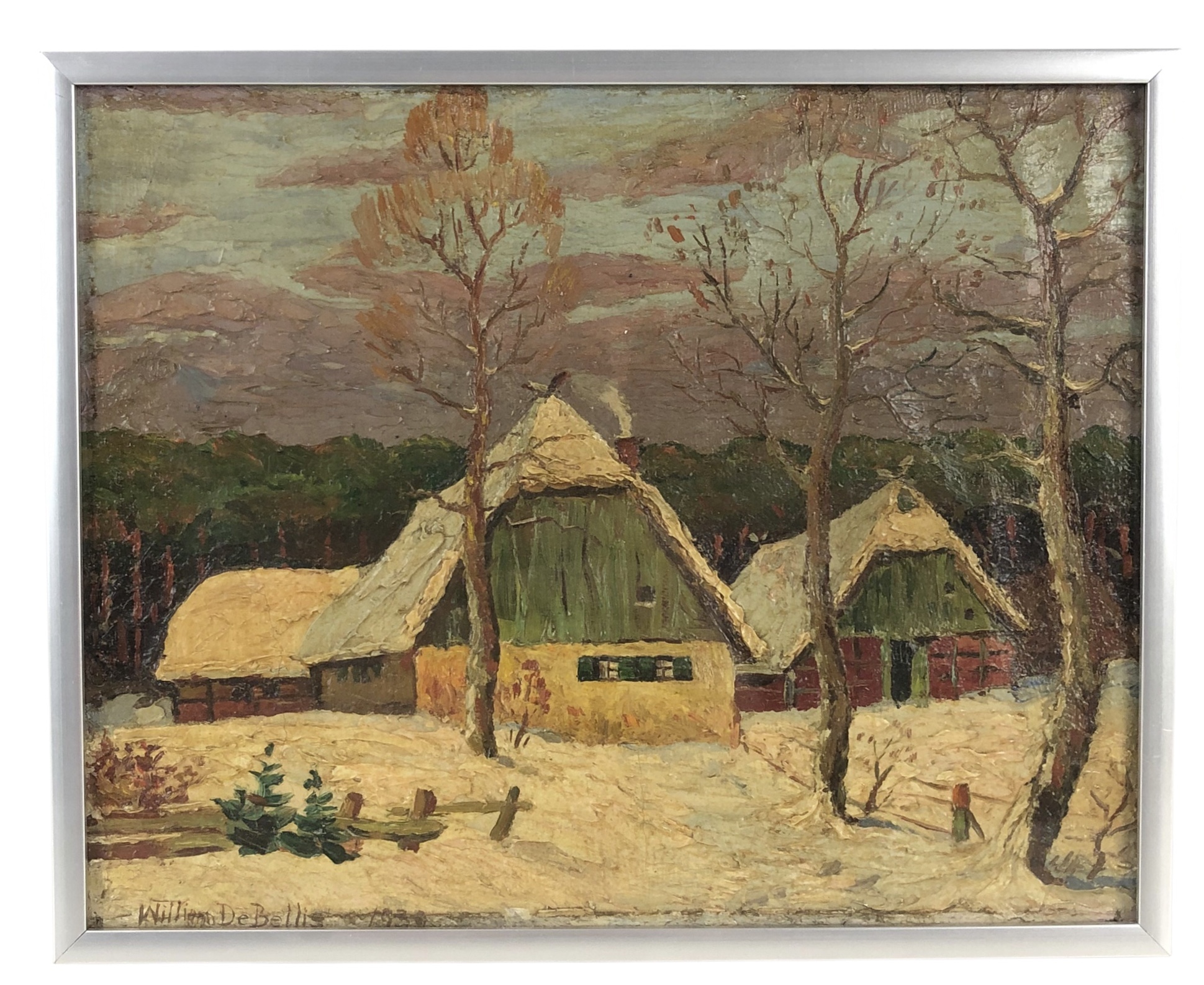 1930 Rural Farm Landscape Oil On Board Painting, Signed William ...