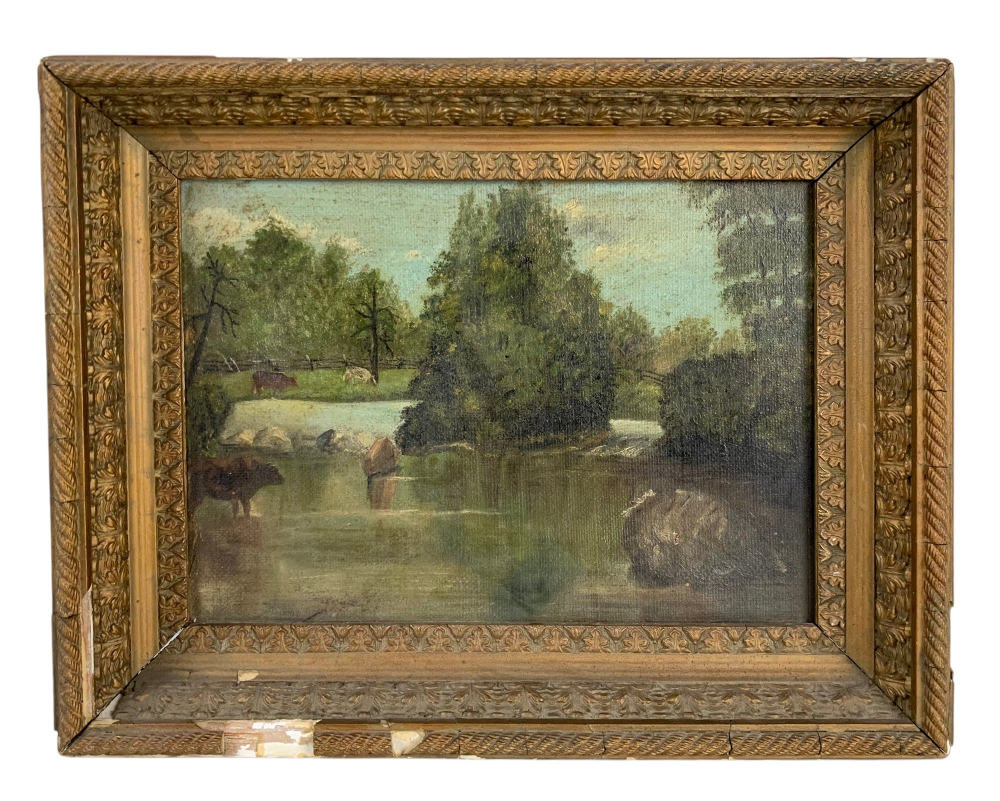 English Cow Pastoral Landscape Oil On Canvas Painting - #RBW-W #28302 ...