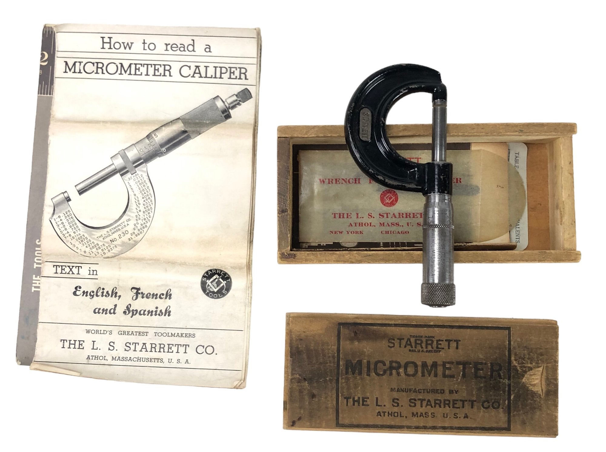 Vintage L.S. Starrett Co. 1-Inch Micrometer Caliper No. 436 - #S16-3 ...