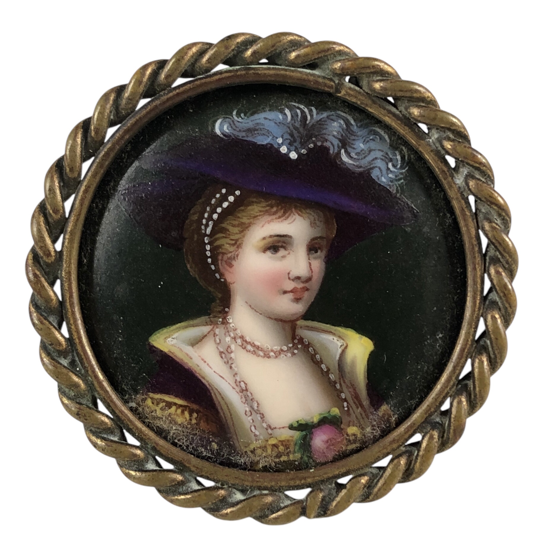 Antique Enamel Portrait Miniature Of A Lady - #S5-2 #26149 ...