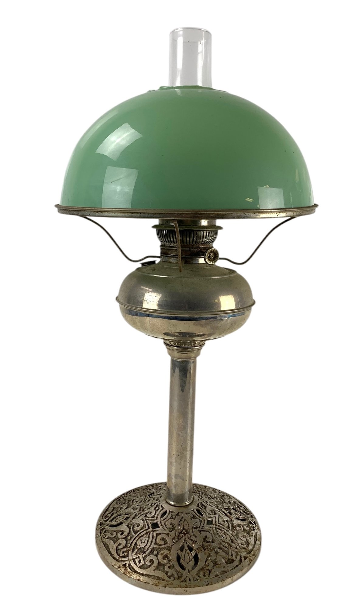 Antique Rayo Oil Lamp With Mint Green Glass Lamp Shade, Circa 1905 - # ...
