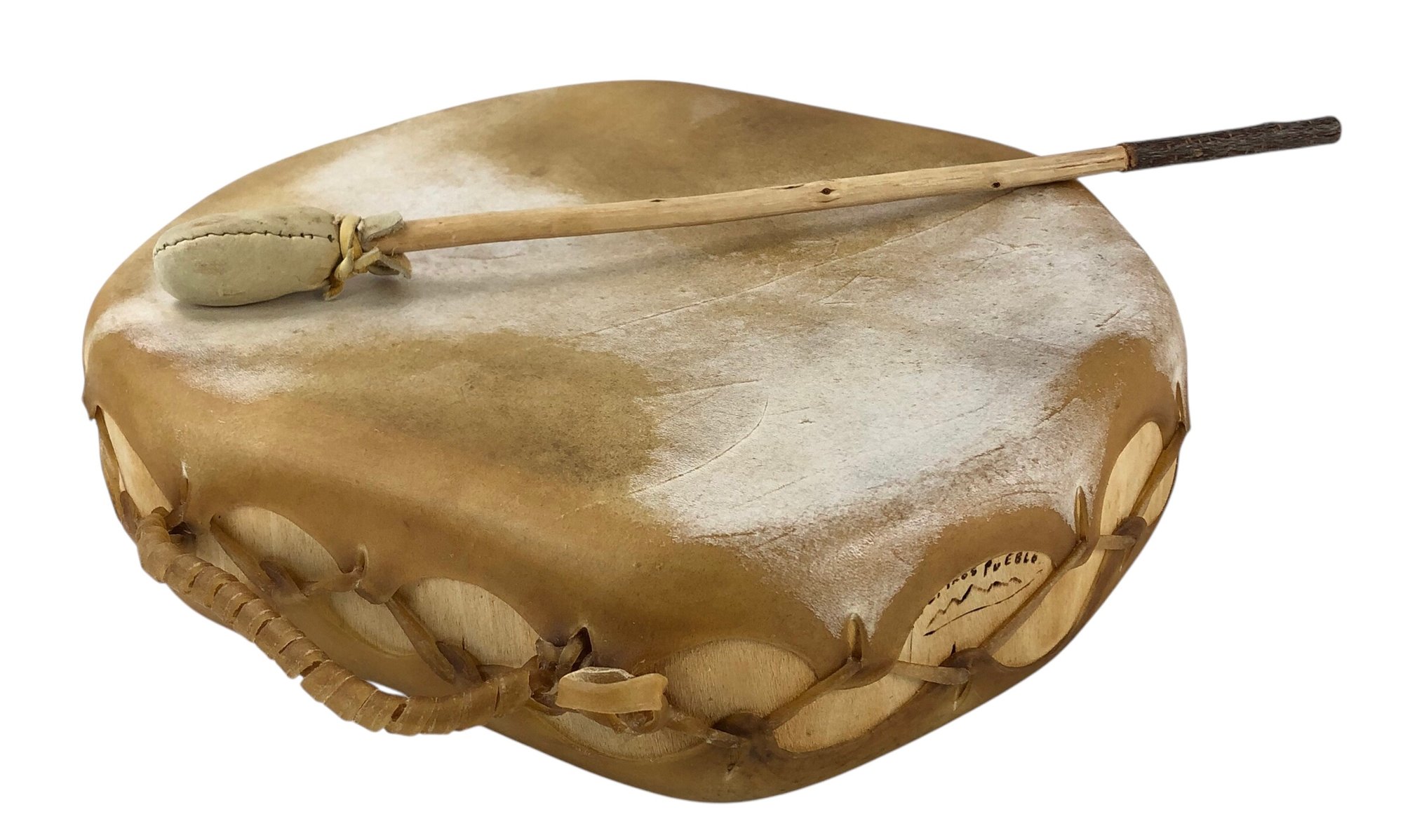 Vintage Lee L. Taos Pueblo, New Mexico Native American Animal Hide Drum ...
