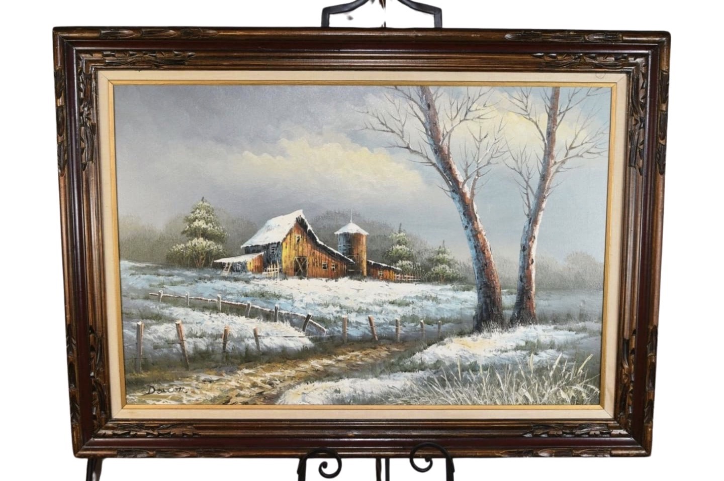 'Winter Farmhouse' Oil On Canvas In Detailed Wooden Frame Signed Deacon ...