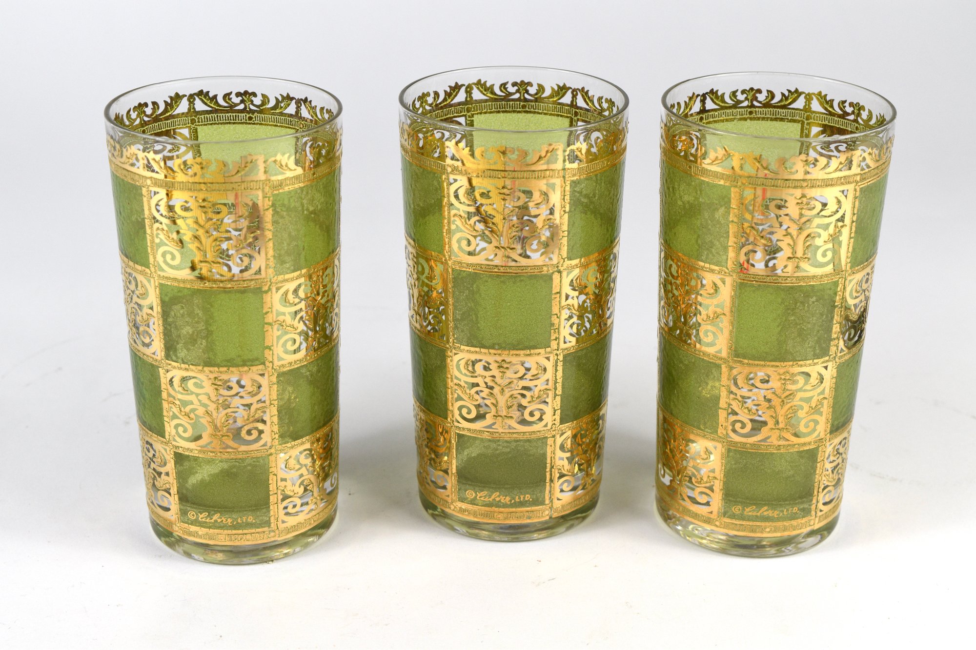 Vintage Culver Glass Valencia Highball 22k Gold MCM Barware Signed - 3 ...