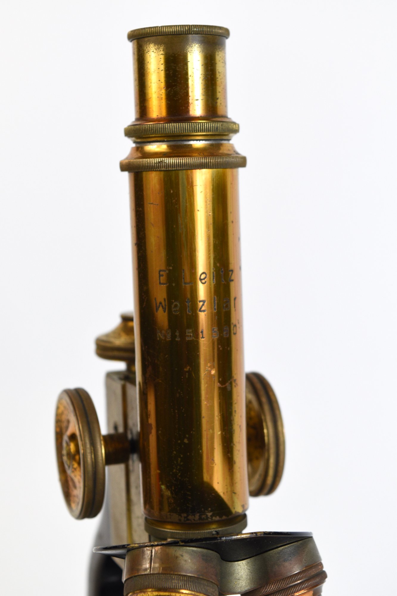 Antique Ernst Leitz Wetzlar Brass Monocular Microscope With 3 ...