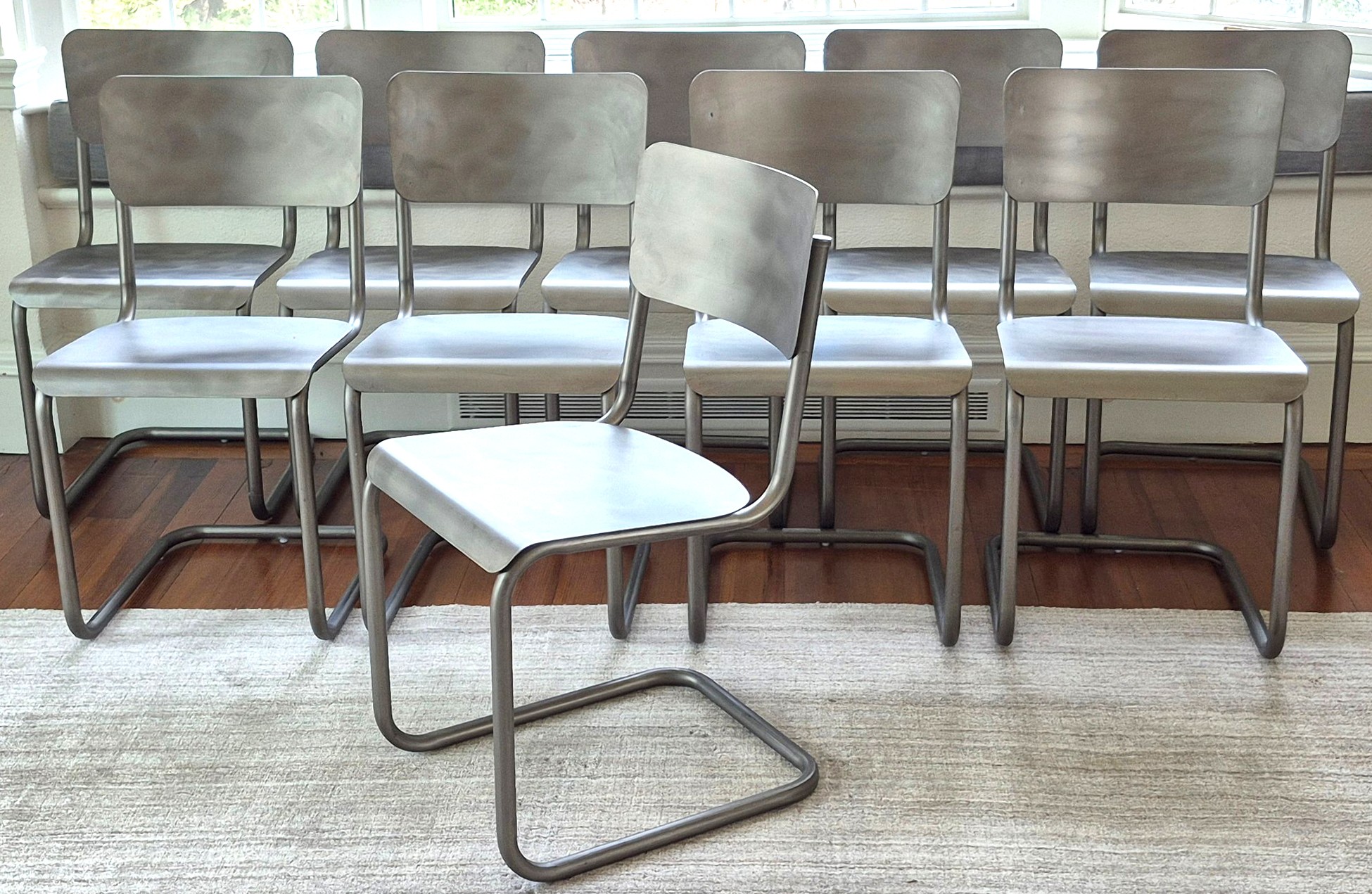 Set Of 10 Industrial Steel Dining Chairs (CTF50) #47645 | Auctionninja.com