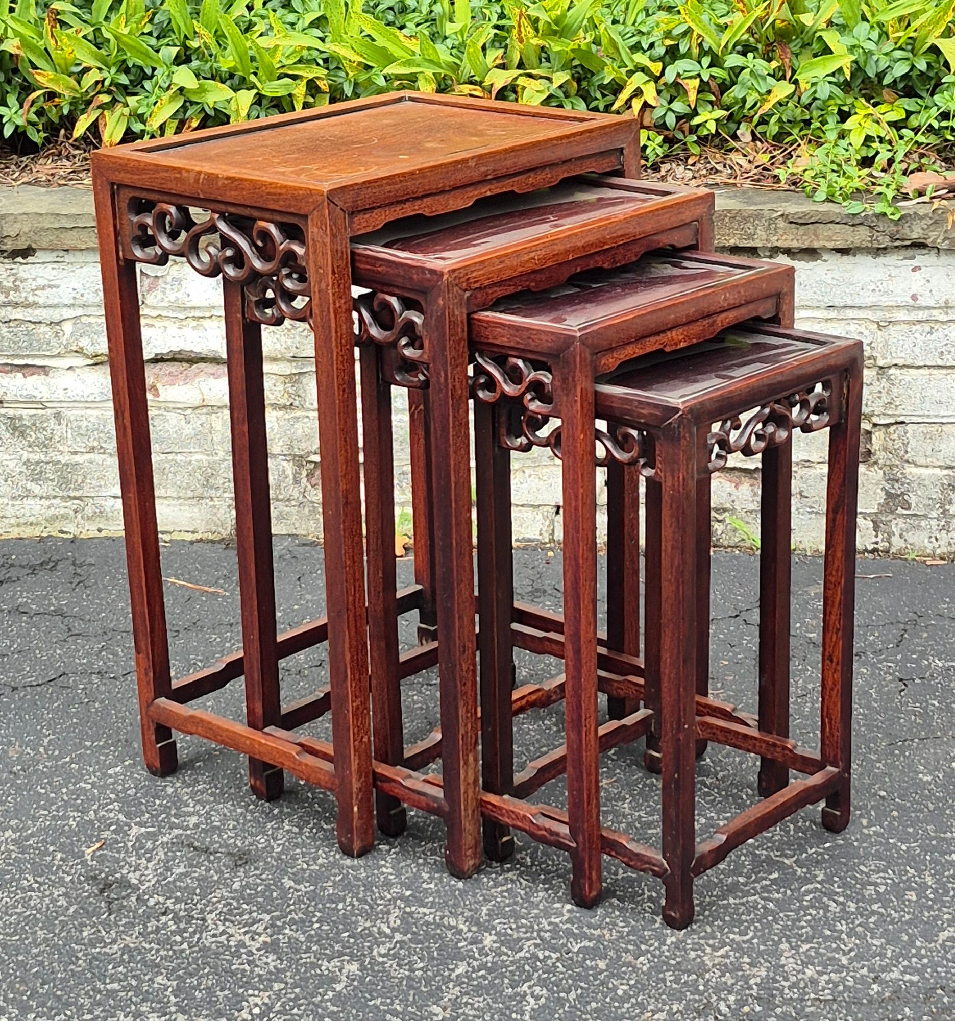 Vintage Chinese Rosewood Nesting Tables (CTF20) #50407 | Auctionninja.com