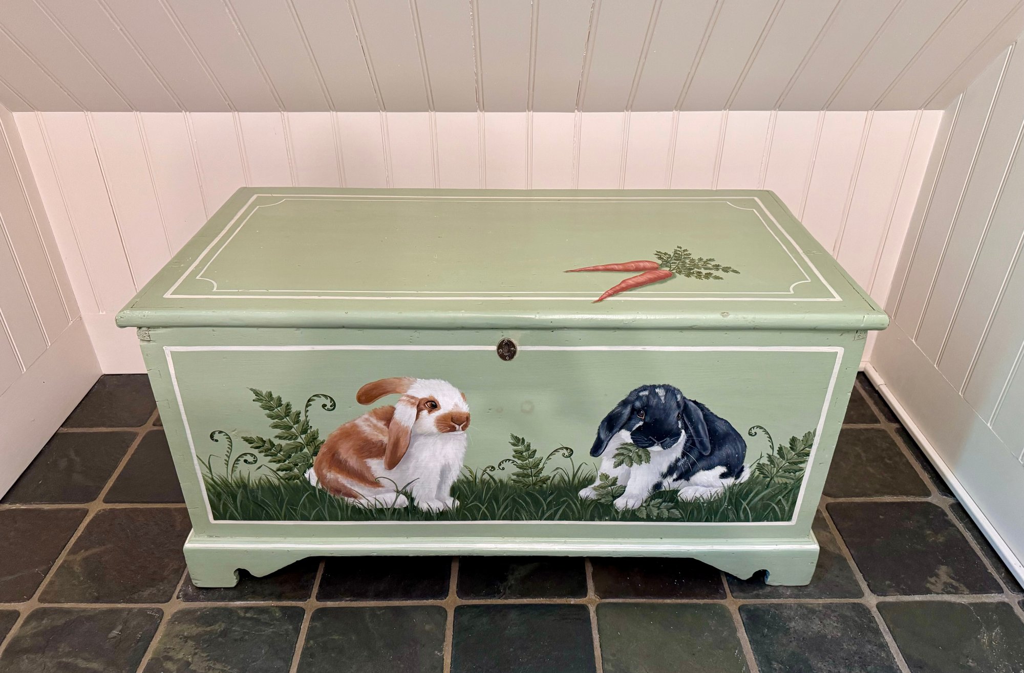 Antique Hand Painted Blanket Box (CTF20) #40766 | Auctionninja.com