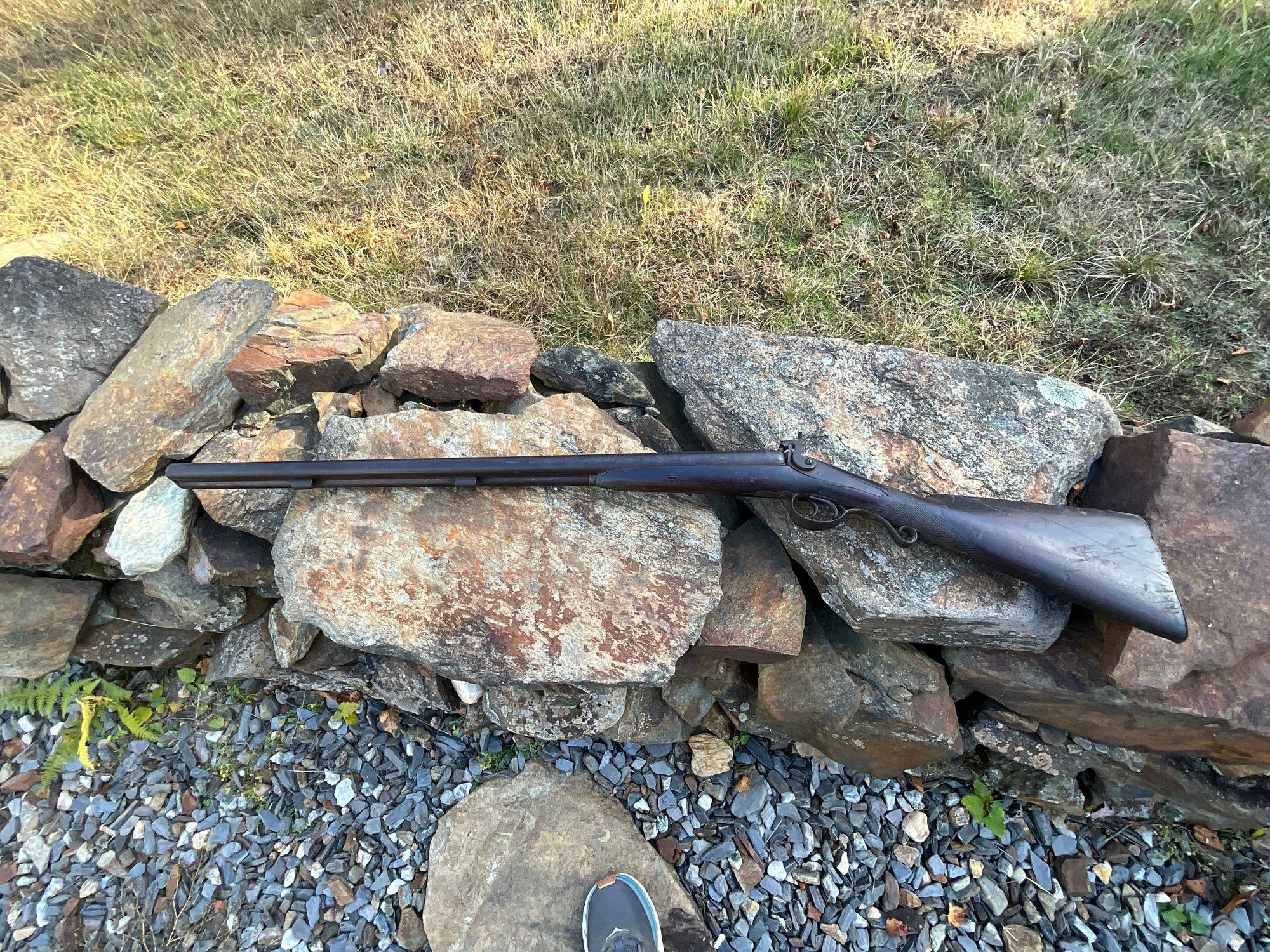 Antique Double Barrel Percussion Fowling Gun #53816 | Auctionninja.com