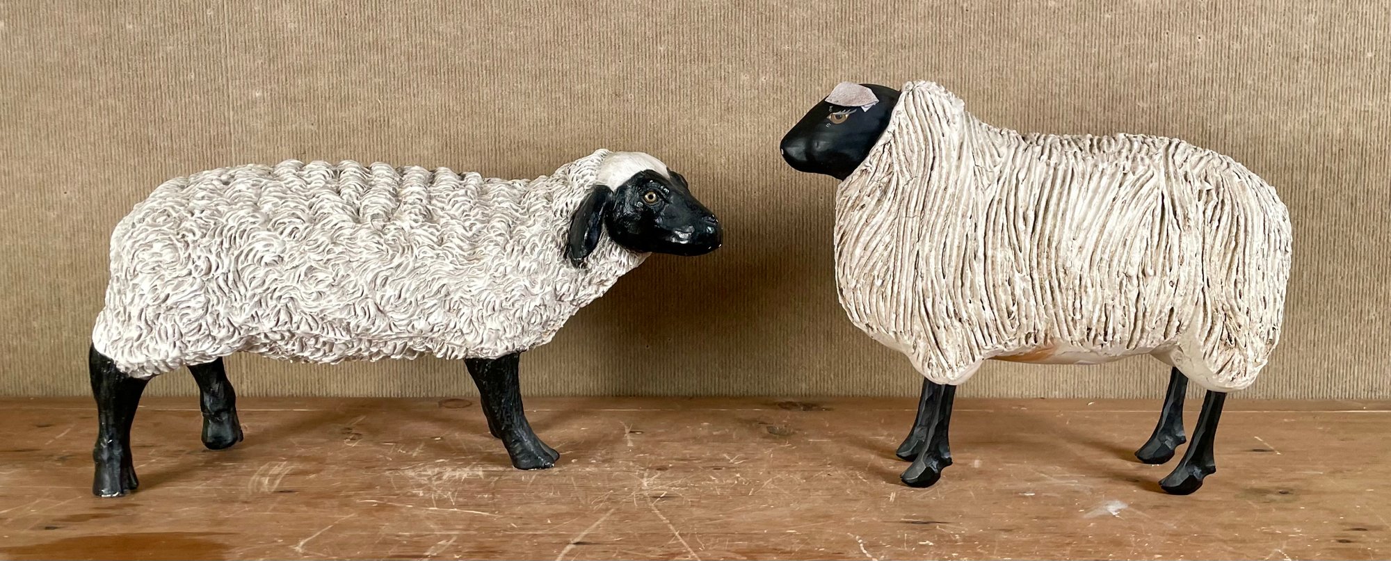 Vintage Carved Wood And Composite Sheep Figures (CTF20) #44911 ...