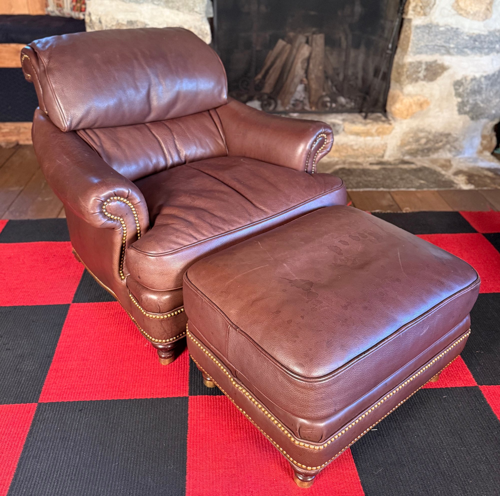 Leather Hancock & Moore Club Chair And Ottoman, 1 0f 3 (CTF30) #48239 ...