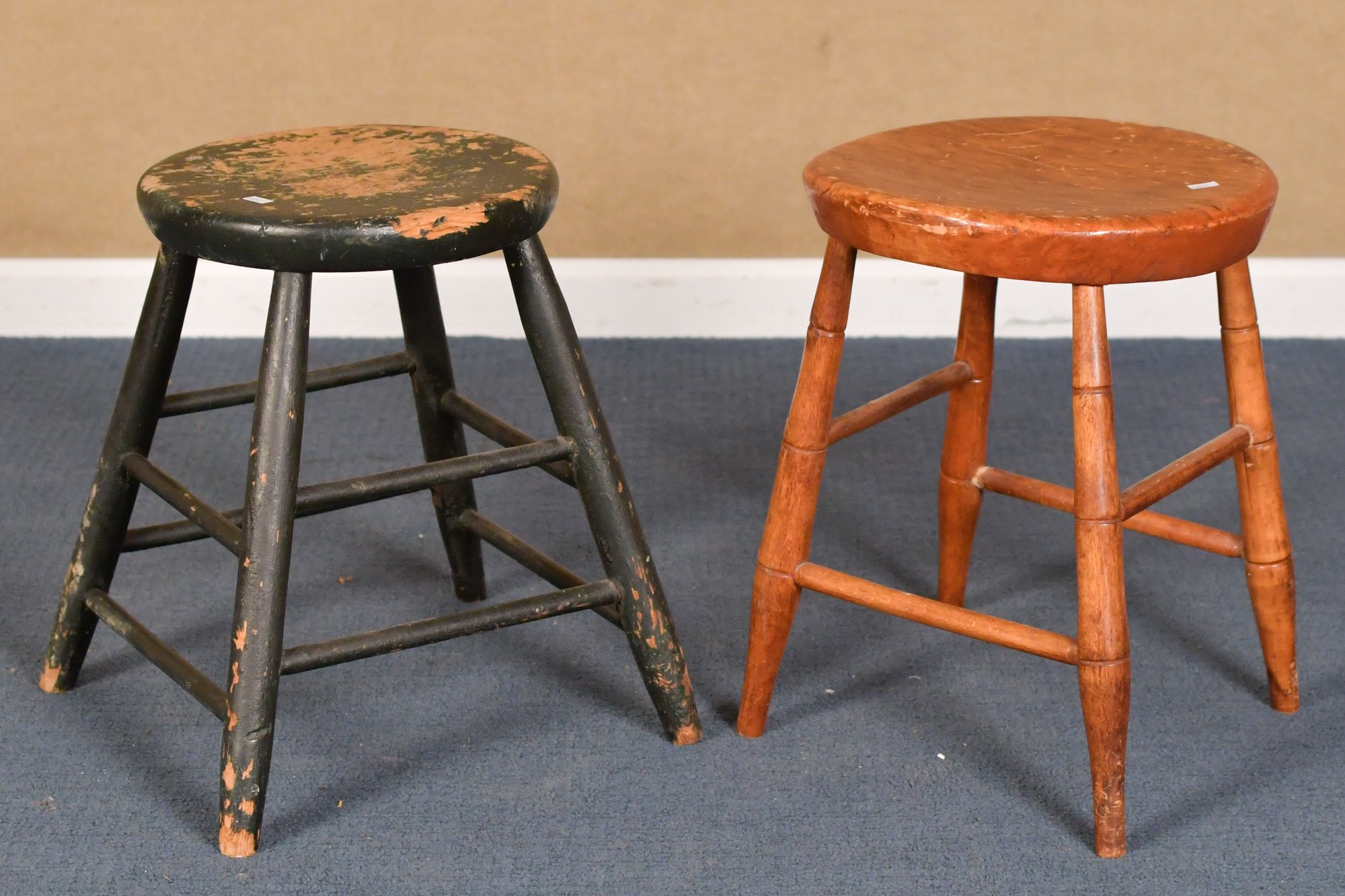 Two Antique Windsor Stools (CTF20) #44970 | Auctionninja.com