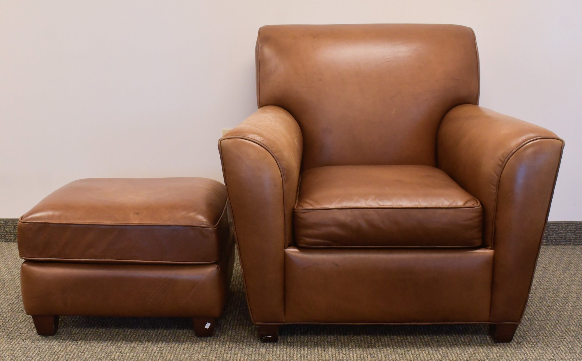 McNeilly Champion Brown Leather Club Chair And Ottoman, 2pcs (CTF40 ...