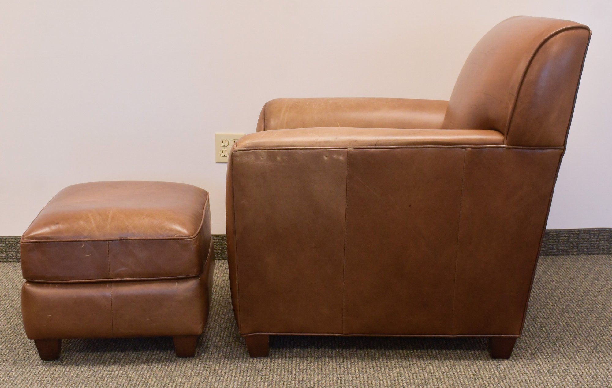 McNeilly Champion Brown Leather Club Chair And Ottoman, 2pcs (CTF40 ...