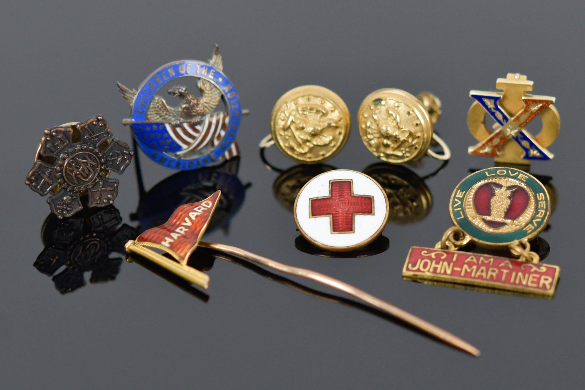 Antique 14k Gold Tiffany & Co. Chi Phi Fraternity, Harvard Stick Pins ...