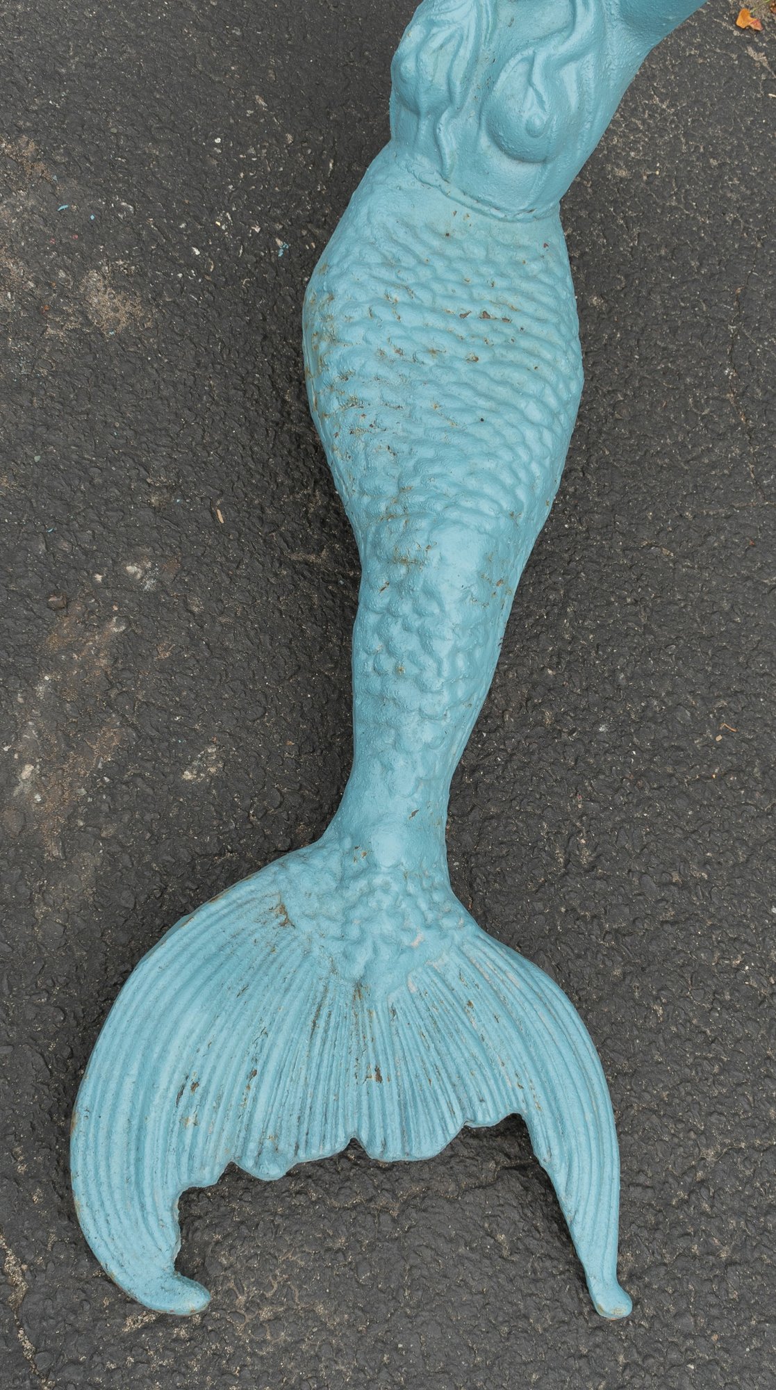 Vintage Blue Painted Cast Iron Mermaid Garden Ornament (CTF30) #51800 ...