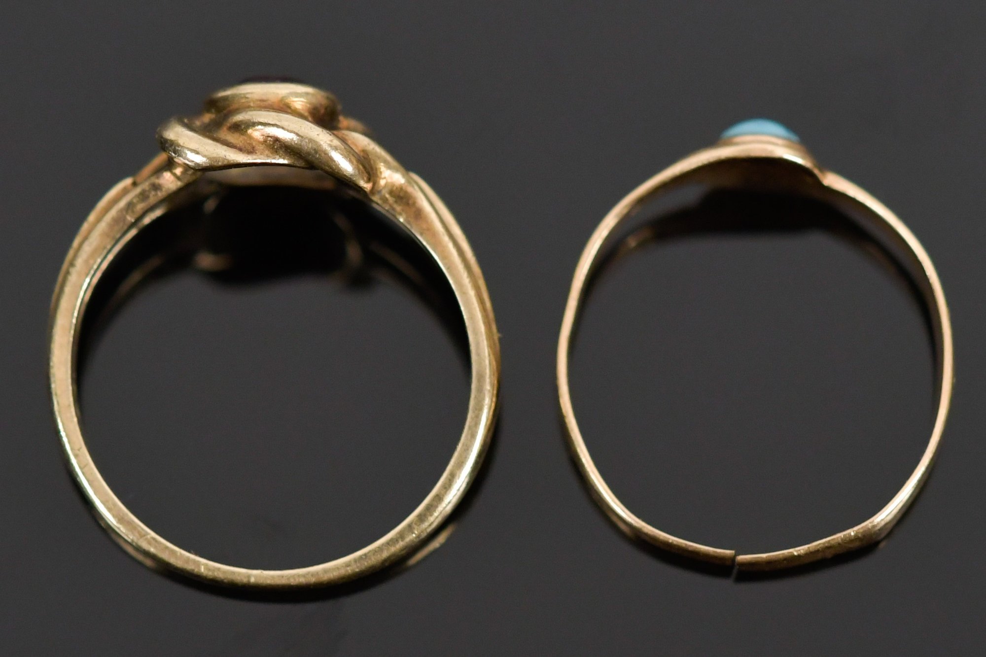 Two Antique 10k Gold Stick Pins & Two Antique 10k Gold Rings (CTF10 ...