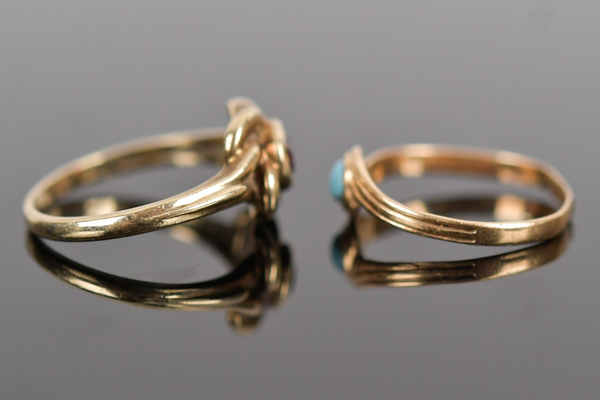 Two Antique 10k Gold Stick Pins & Two Antique 10k Gold Rings (CTF10 ...