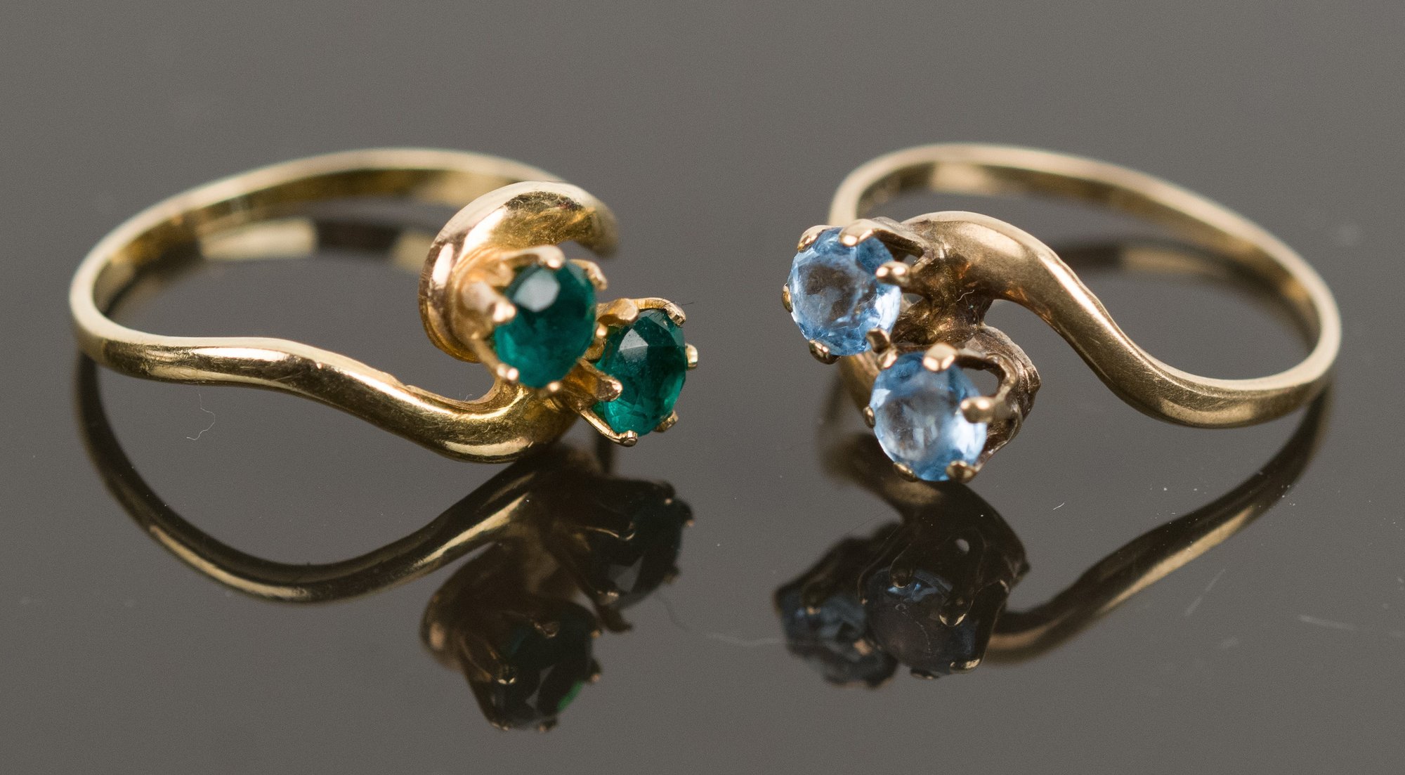 Two Vintage 10k Gold Birthstone Rings, March & May (CTF10) #49170 ...