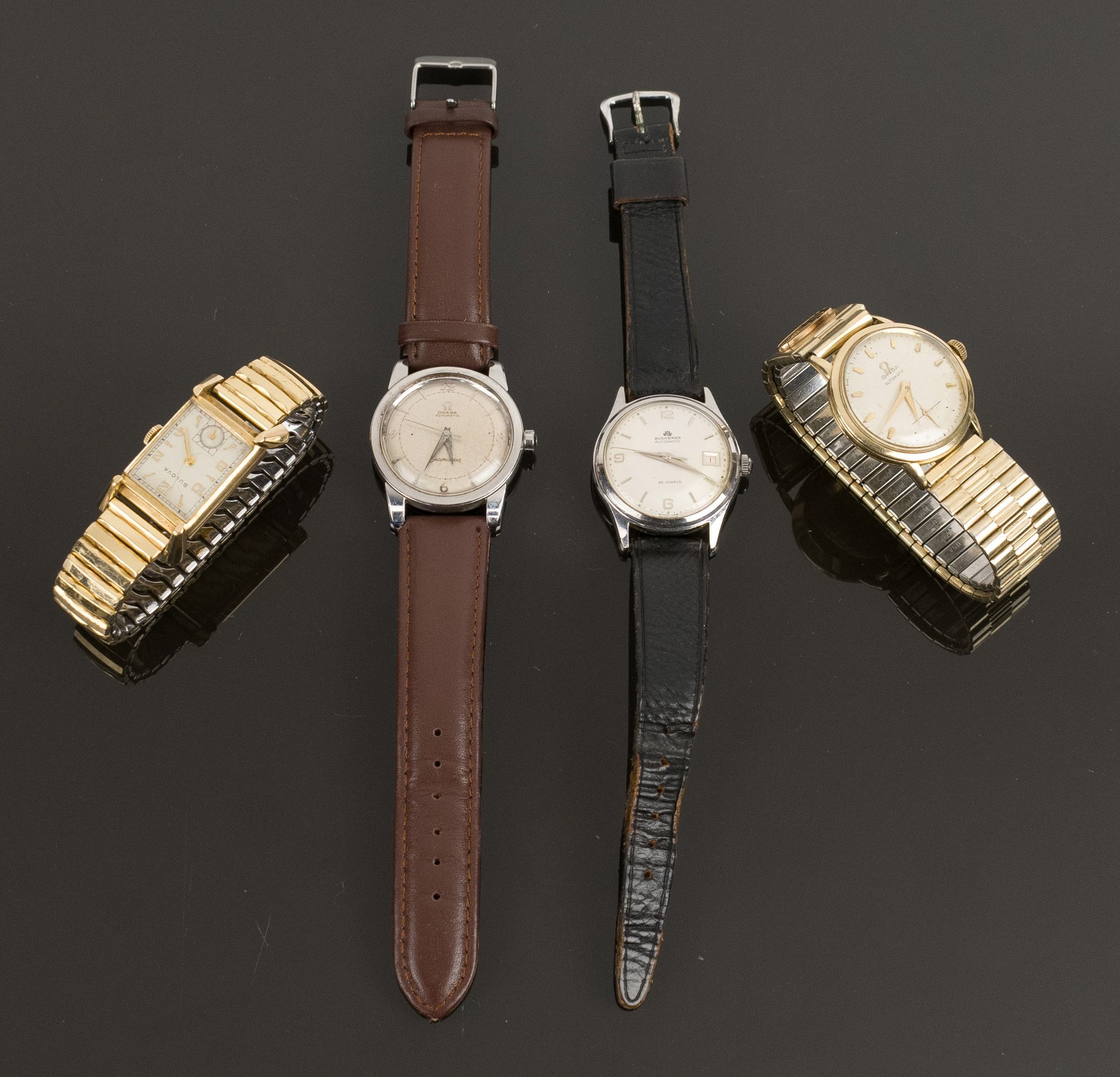 Four Vintage Men's Wrist Watches, Bulova, Omega & Bucherer (CTF10 ...