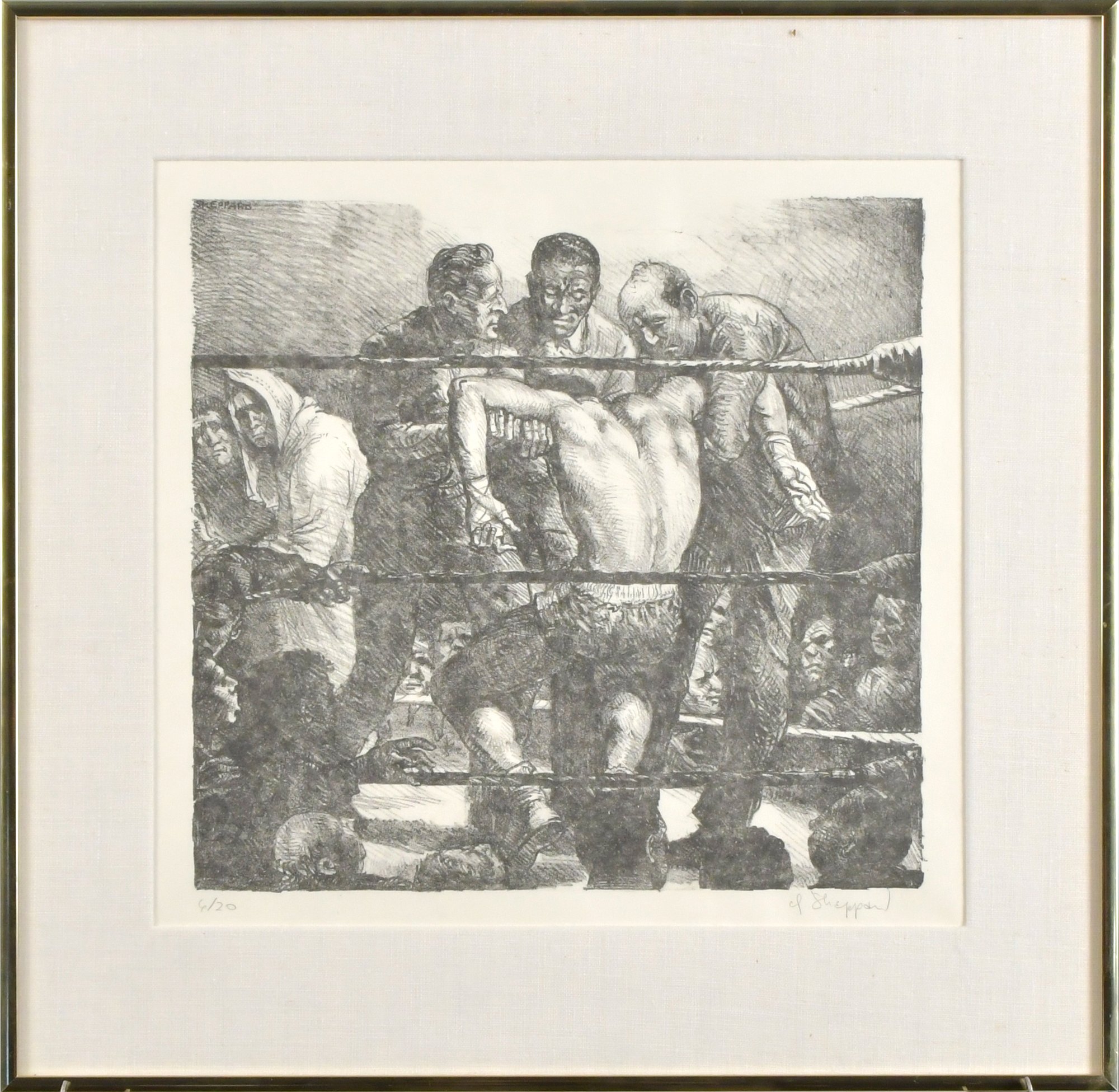 Joseph Sheppard Lithograph, Boxing Match (CTF10) #39127 | Auctionninja.com