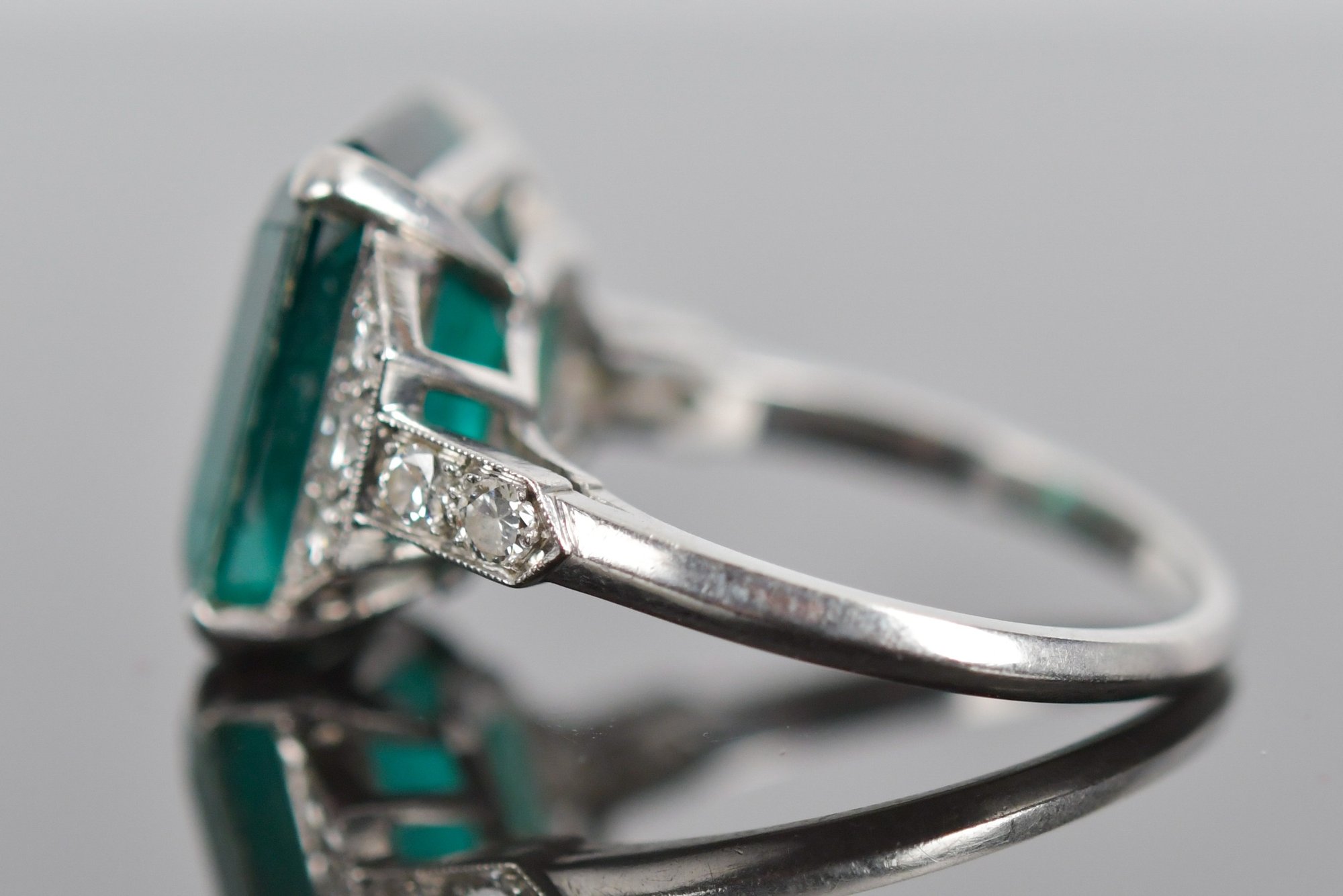 Vintage Platinum Emerald Cut Garnet Glass Doublet & Diamond Ring (CTF10 ...