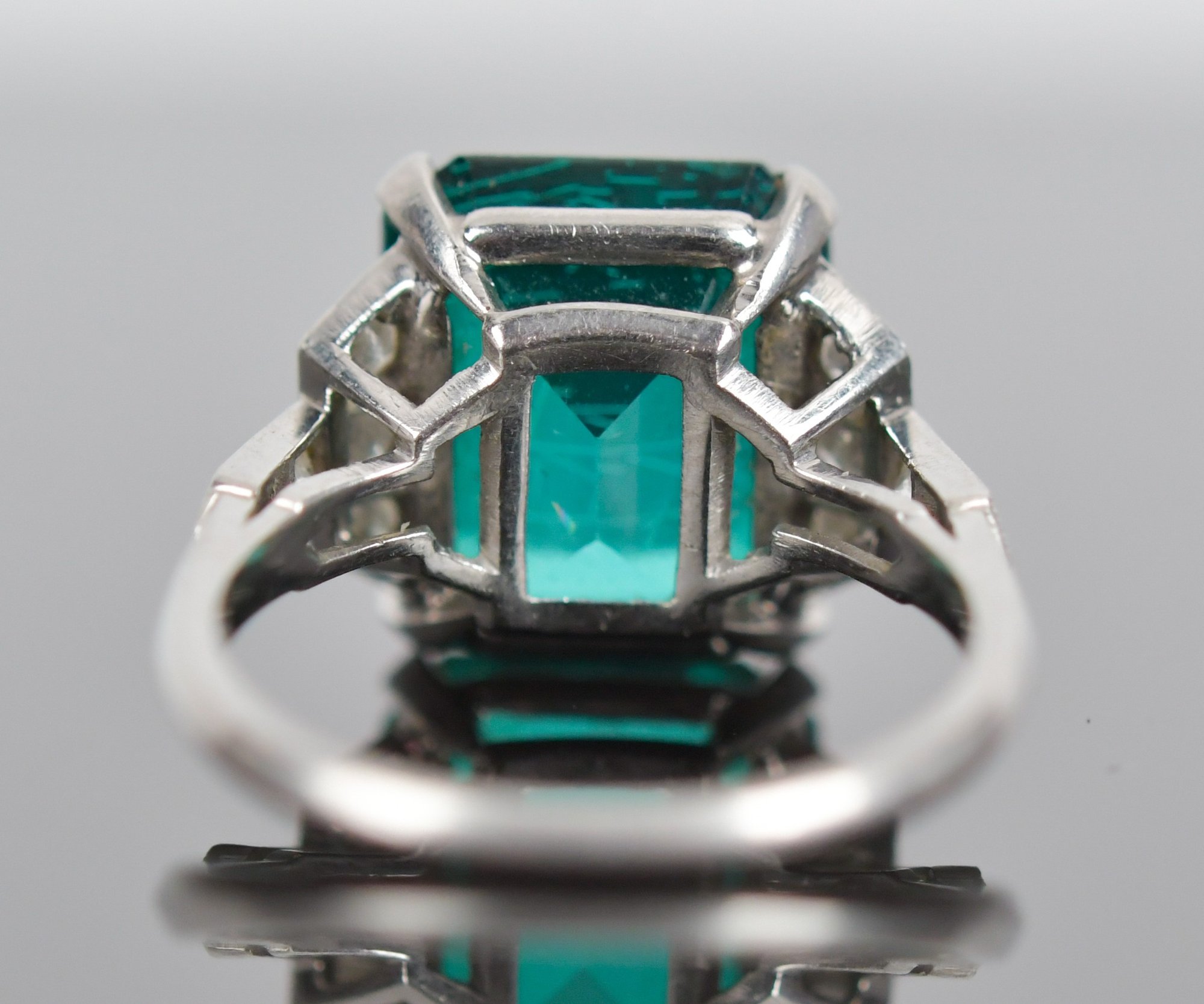 Vintage Platinum Emerald Cut Garnet Glass Doublet & Diamond Ring (CTF10 ...