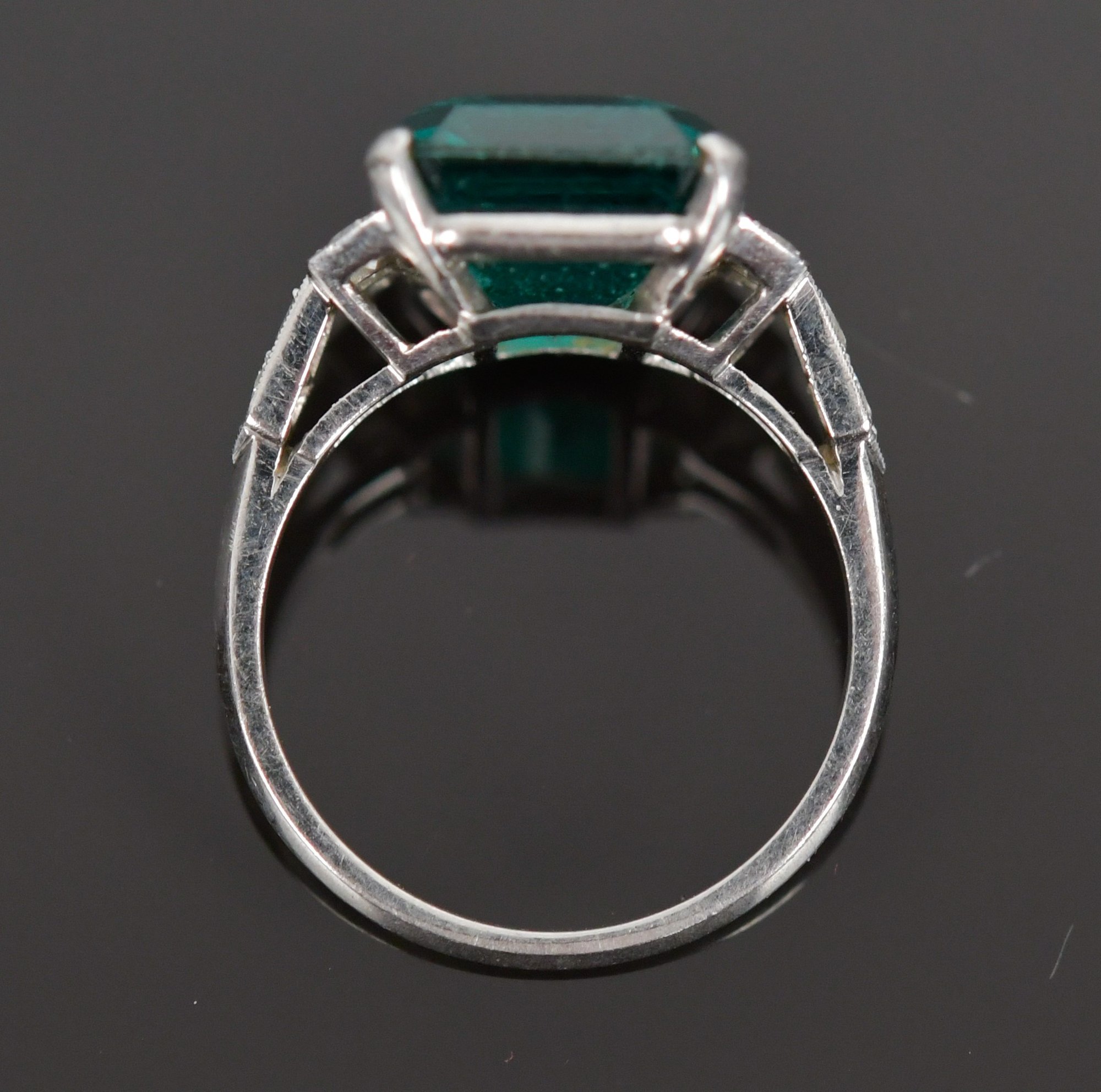 Vintage Platinum Emerald Cut Garnet Glass Doublet & Diamond Ring (CTF10 ...
