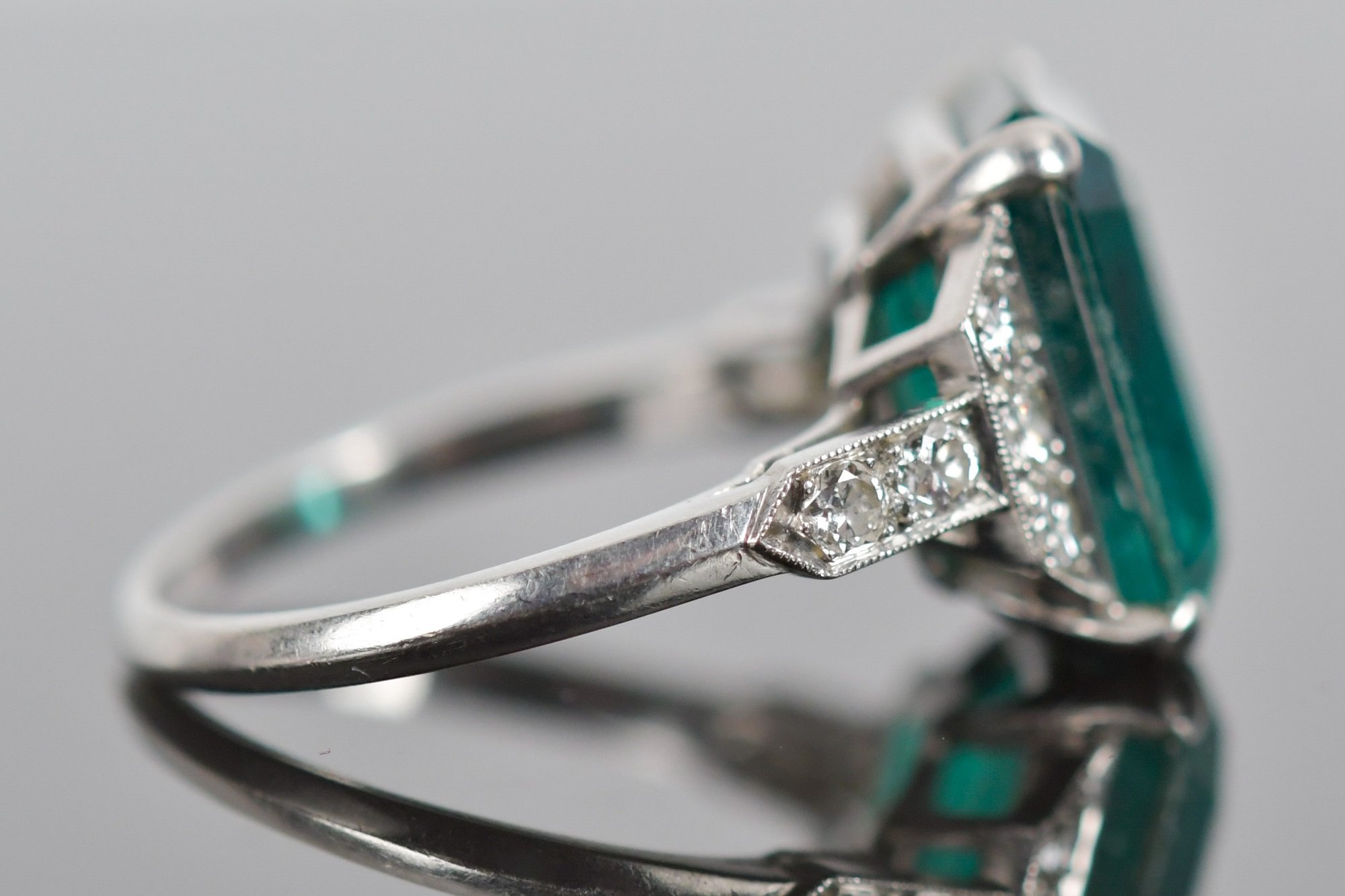 Vintage Platinum Emerald Cut Garnet Glass Doublet & Diamond Ring (CTF10 ...