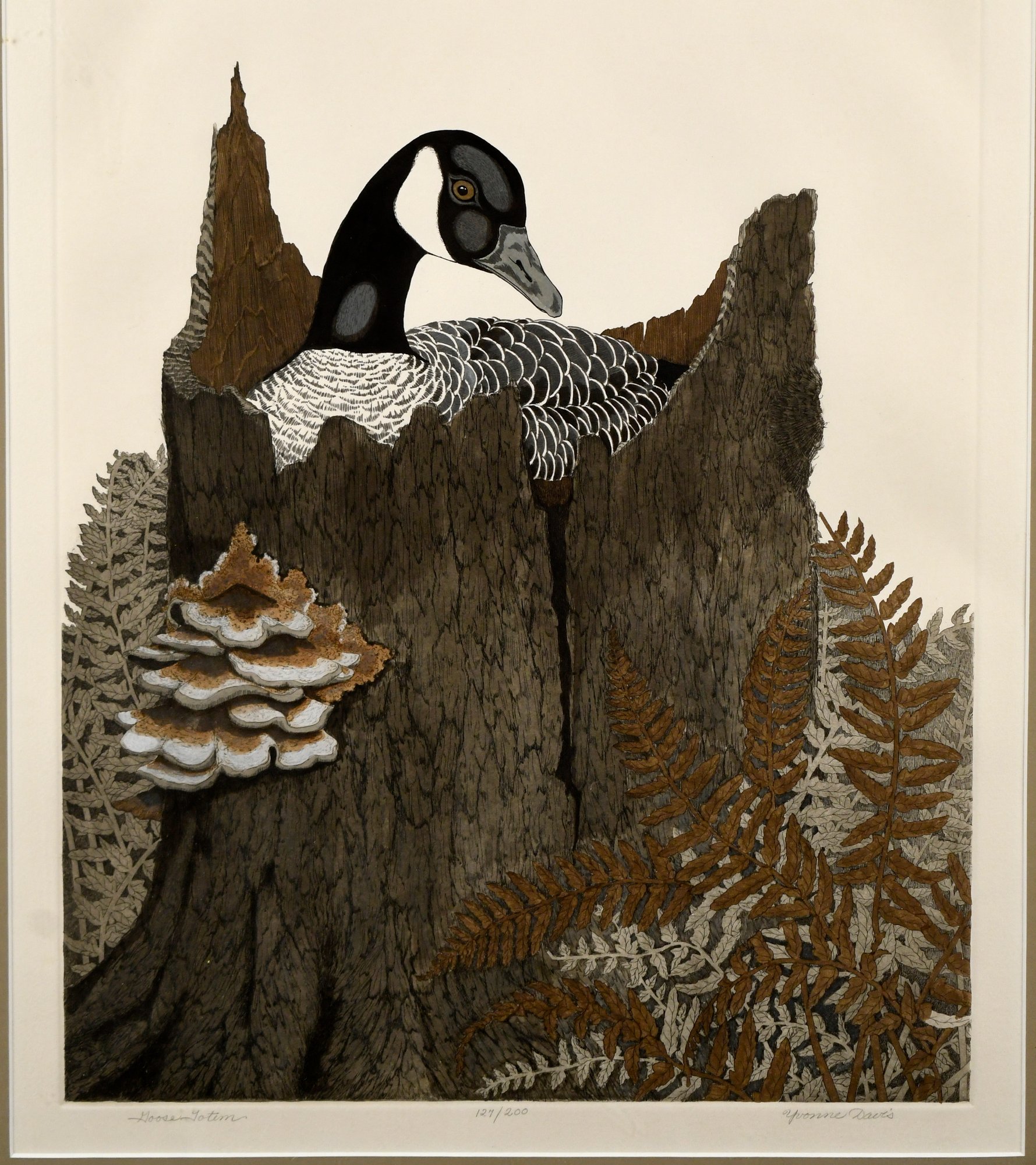 Yvonne Davis Etching, Goose Totem (CTF20) #37461 | Auctionninja.com