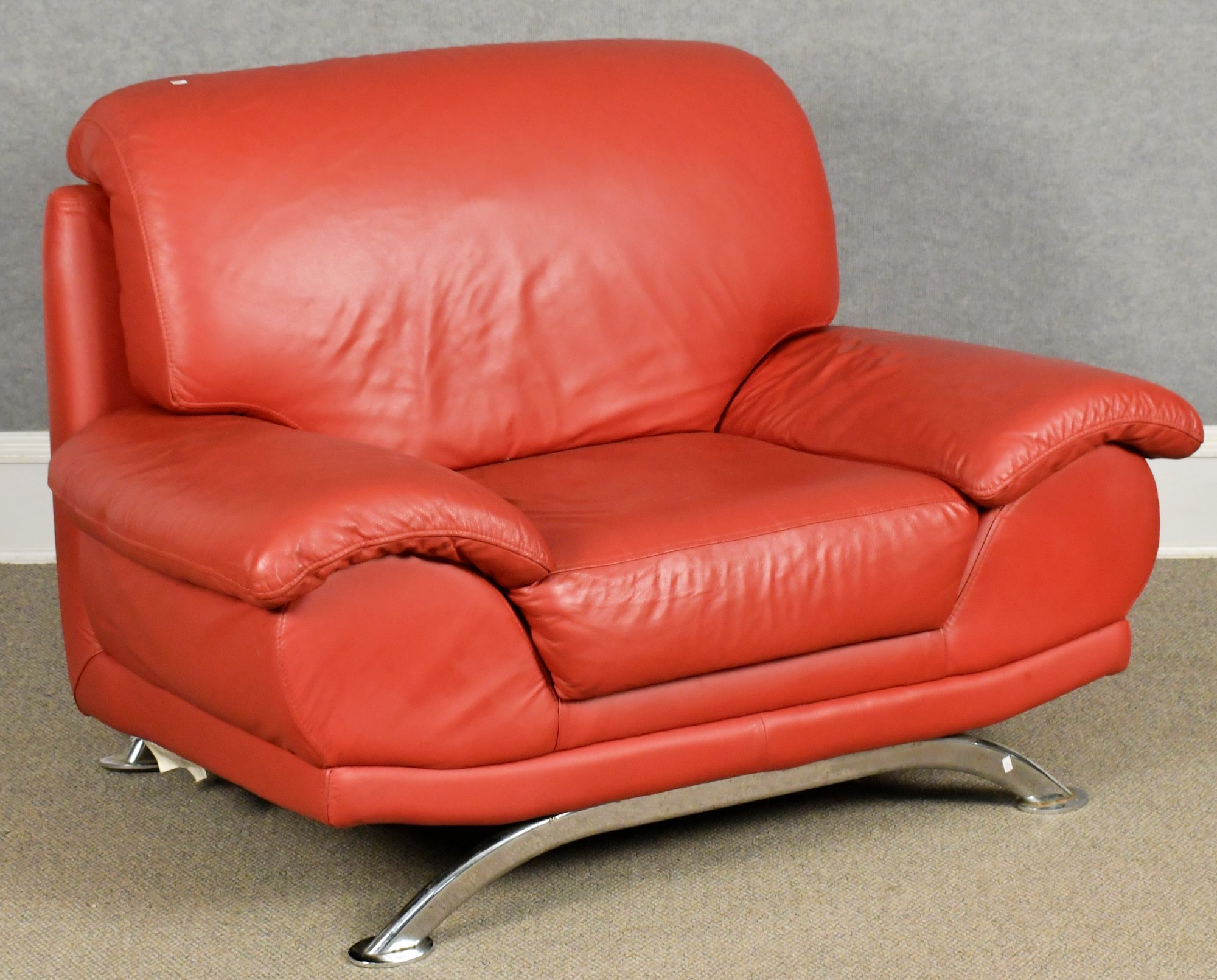 Palliser Labeled Red Leather Club Chair (CTF30) #39291 | Auctionninja.com