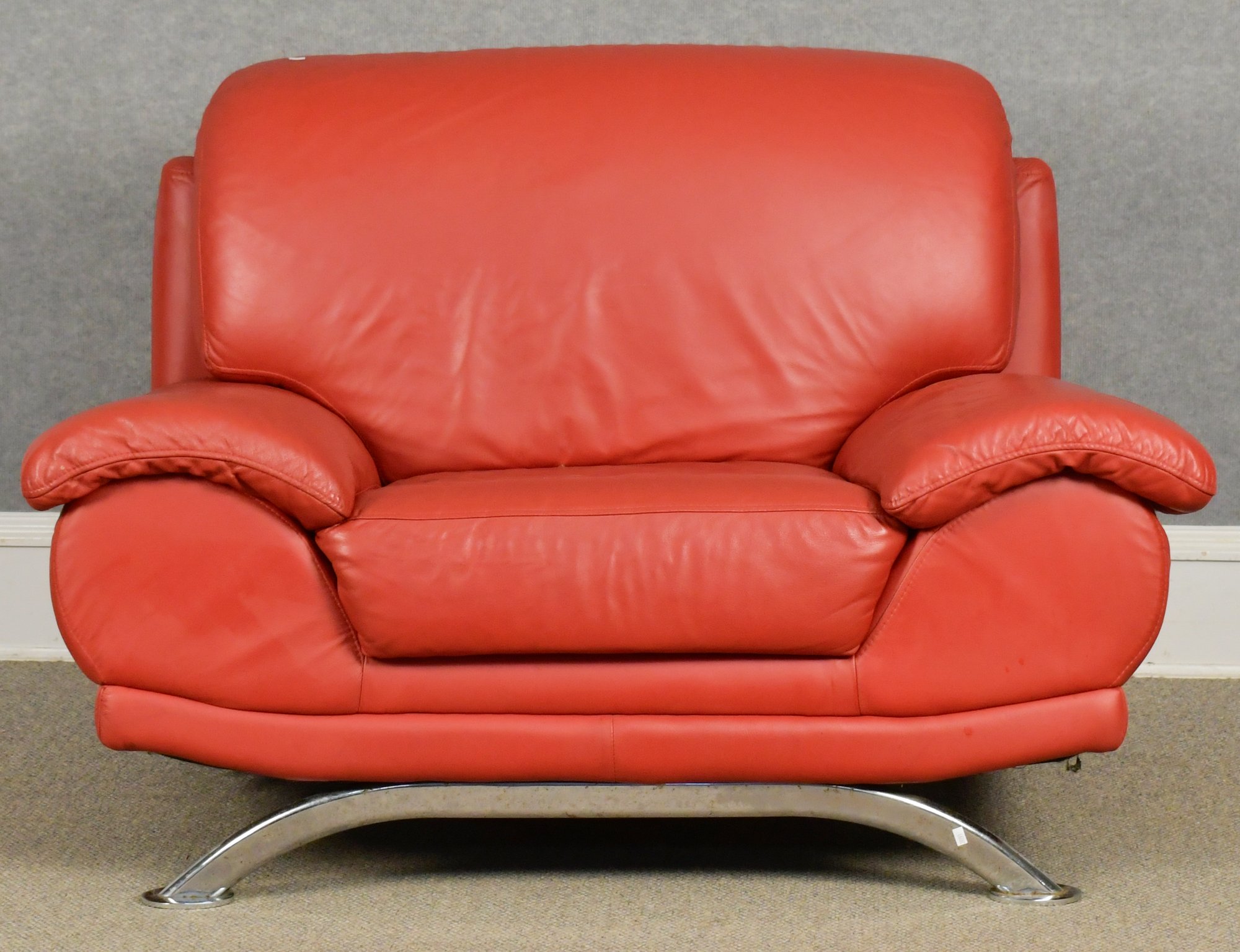 Palliser Labeled Red Leather Club Chair (CTF30) #39291 | Auctionninja.com