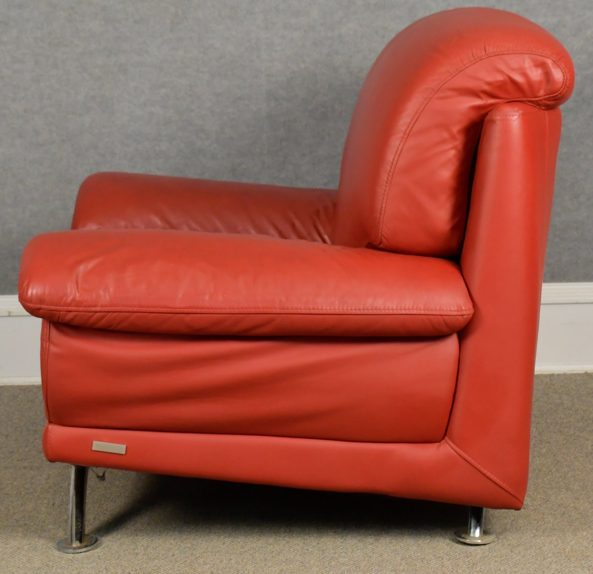 Palliser Labeled Red Leather Club Chair (CTF30) #39291 | Auctionninja.com