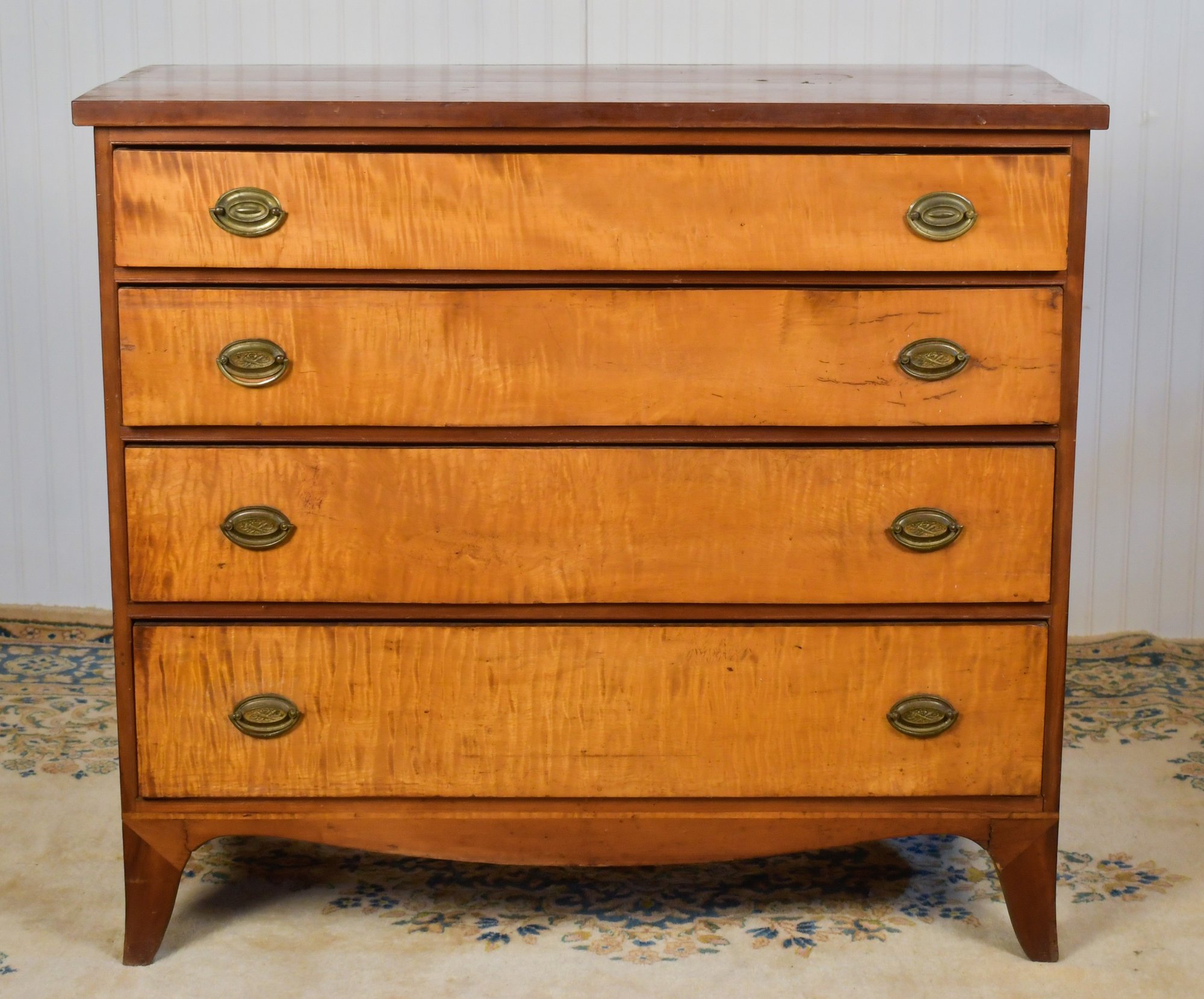 19th C. Federal Cherry And Tiger Maple Chest (CTF20) #57058 ...