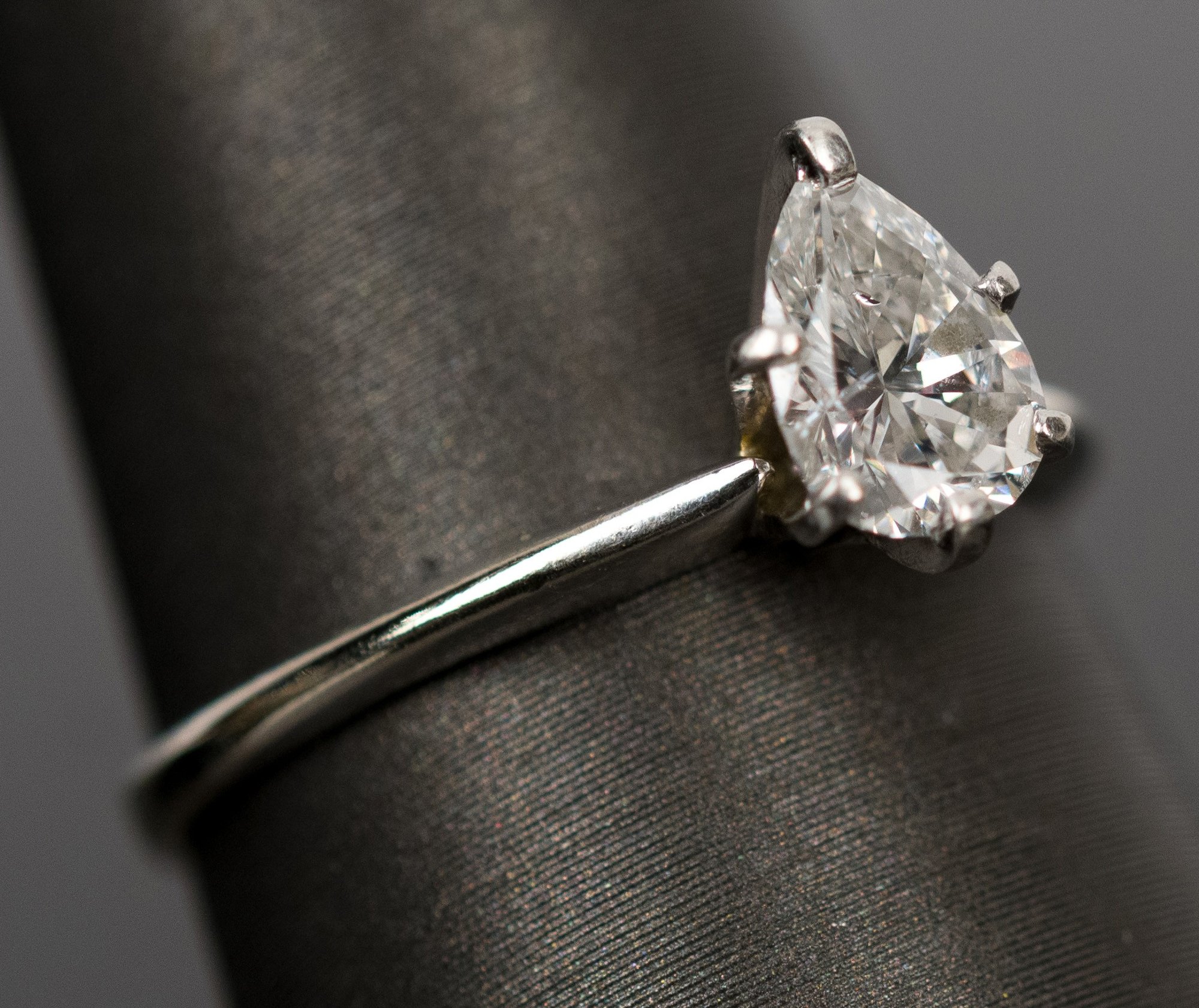 14k Gold Pear Diamond Solitaire Ring (CTF10) #54919 | Auctionninja.com