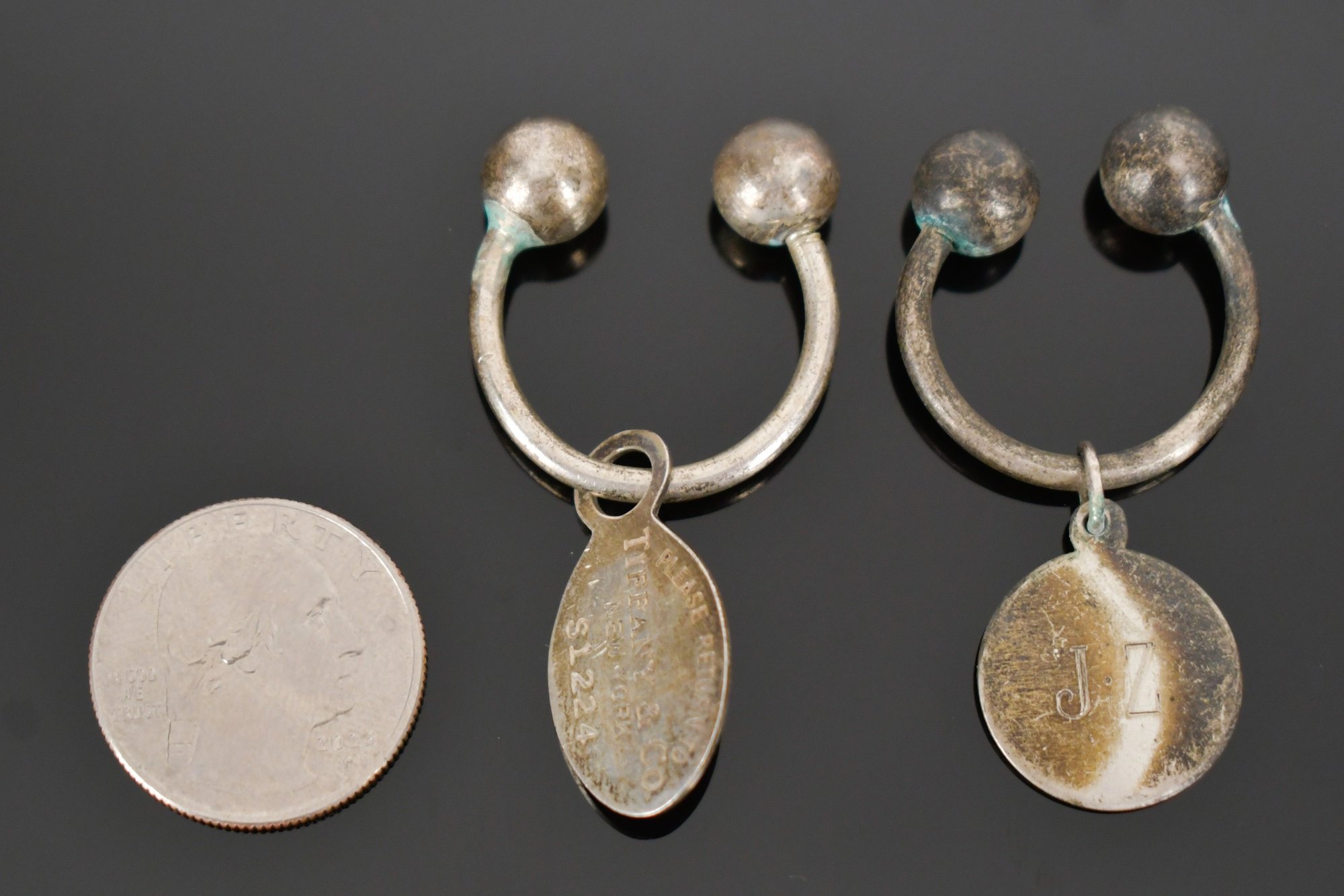Two Tiffany & Co. Sterling Silver Screwball Key Chains (CTF10) #52514 ...