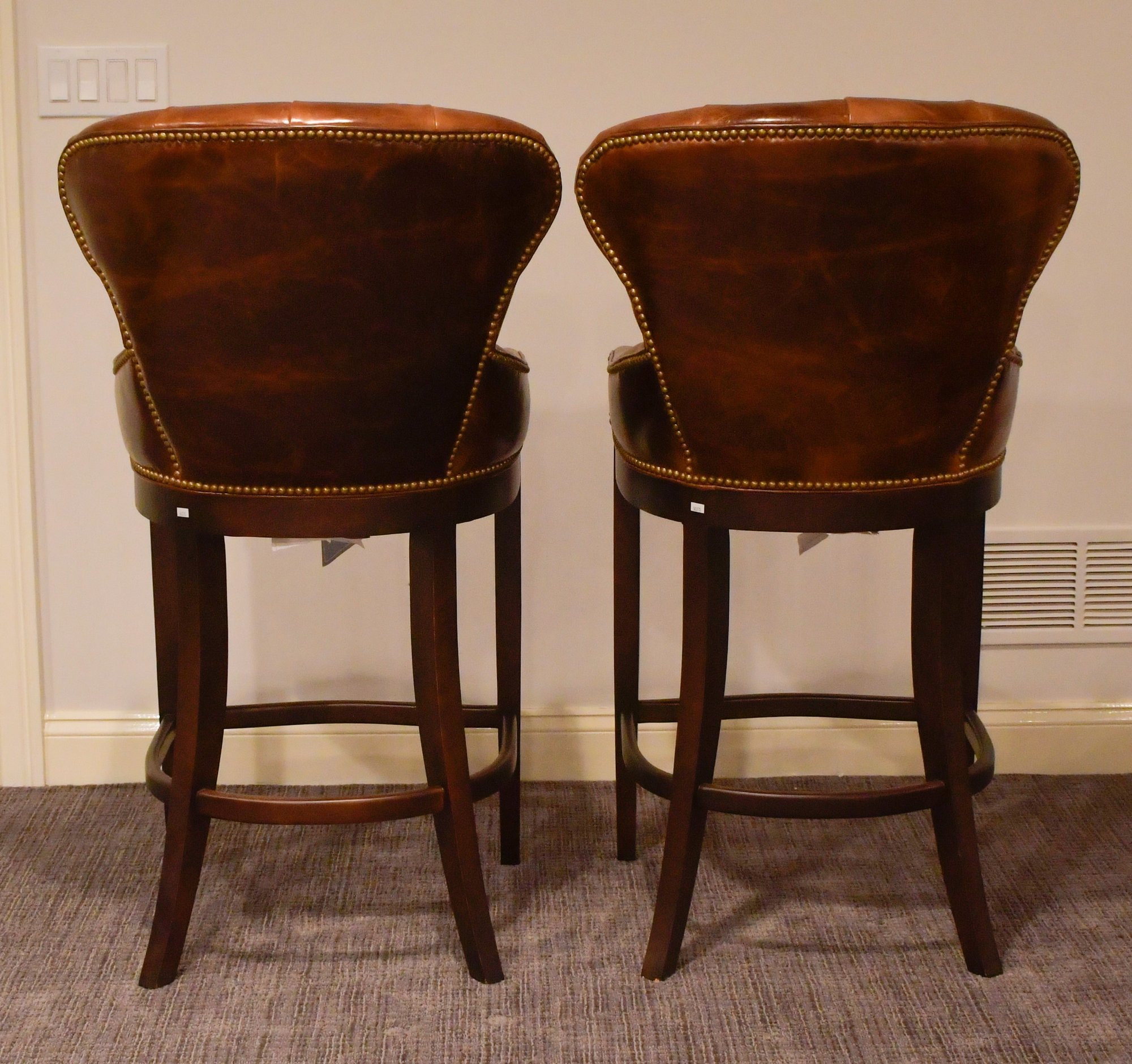 Pr. Hancock & Moore Tufted Leather Bar Chairs (CTF30) #56370 ...