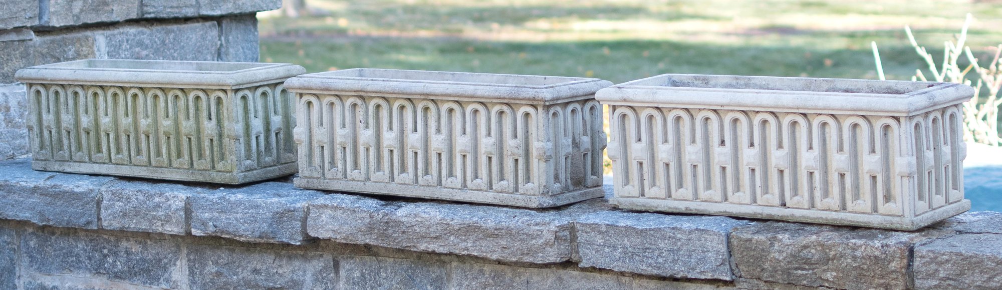 Three Campania Int. Rectangular Cast Stone Planters (CTF40) #43438 ...