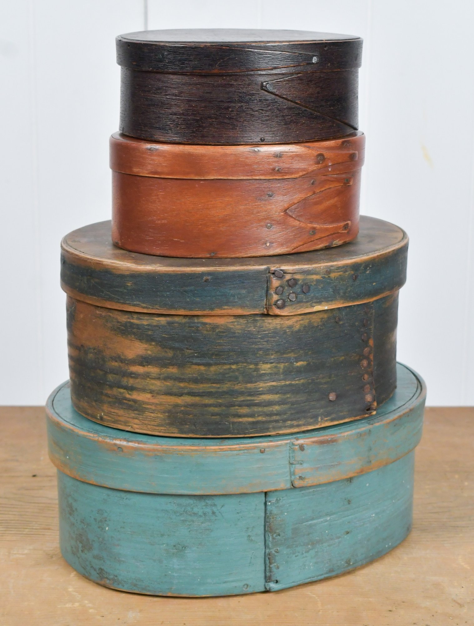 Four Antique Oval Painted Pantry Boxes (CTF20) #55165 | Auctionninja.com