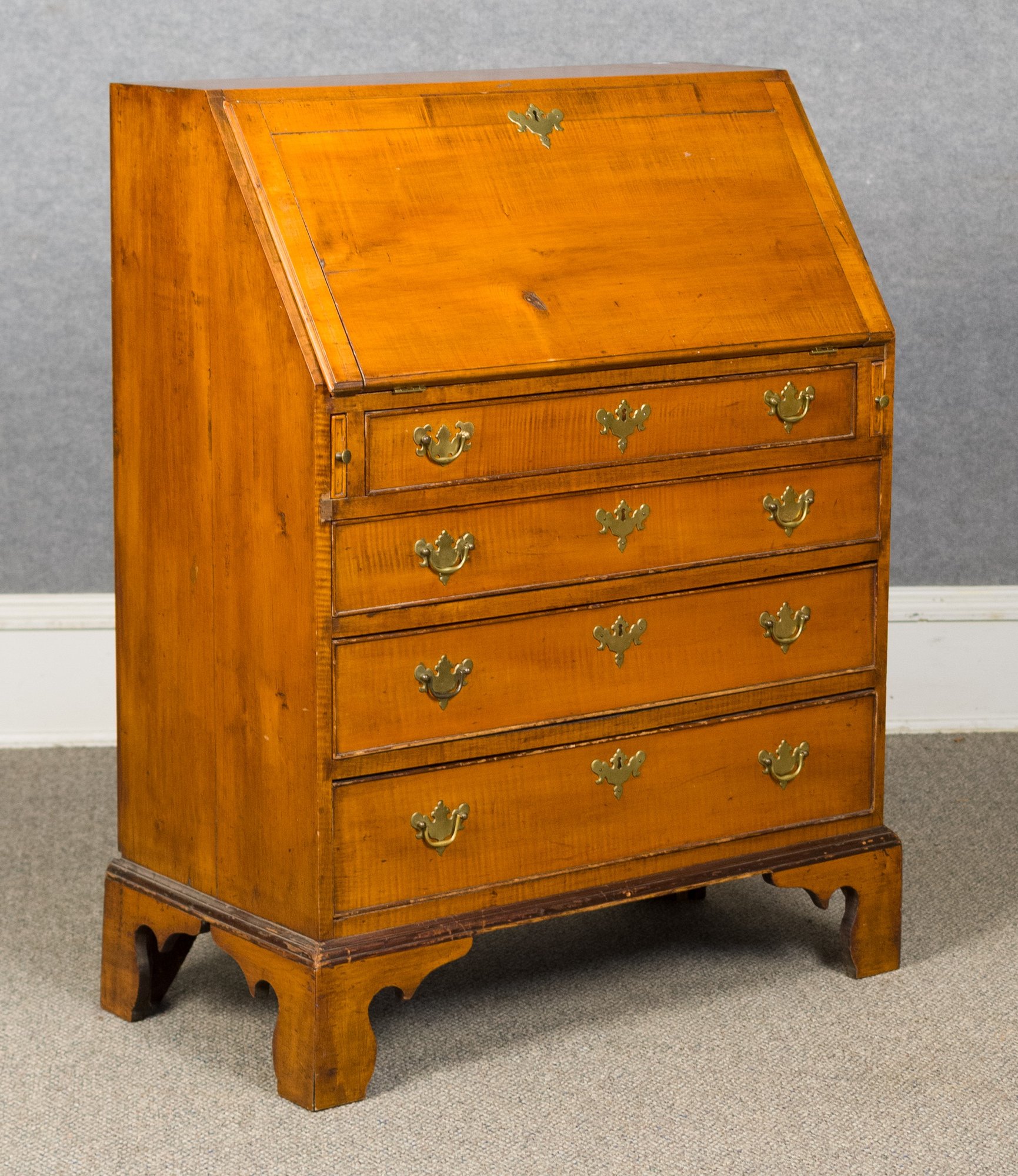 Antique Diminutive Tiger Maple Desk (cTF20) #52471 | Auctionninja.com