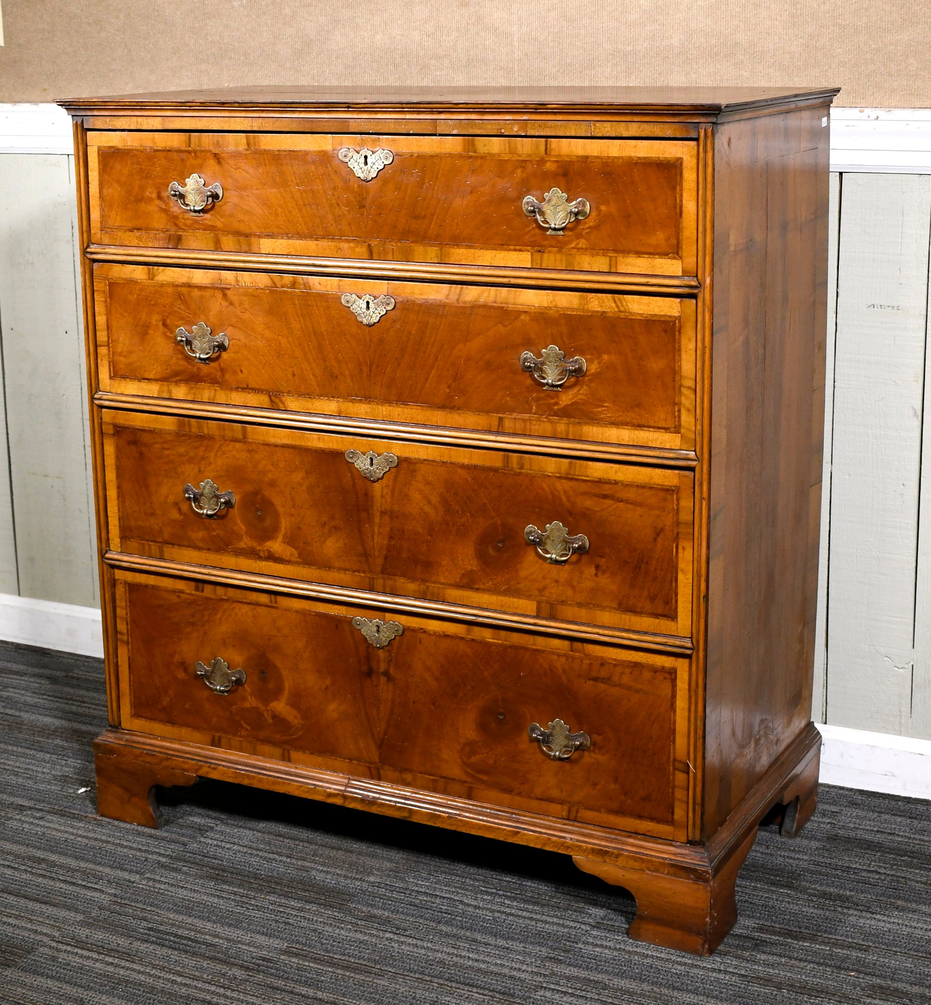 Antique Four Drawer Burl Walnut Chest (CTF30) #31974 | Auctionninja.com