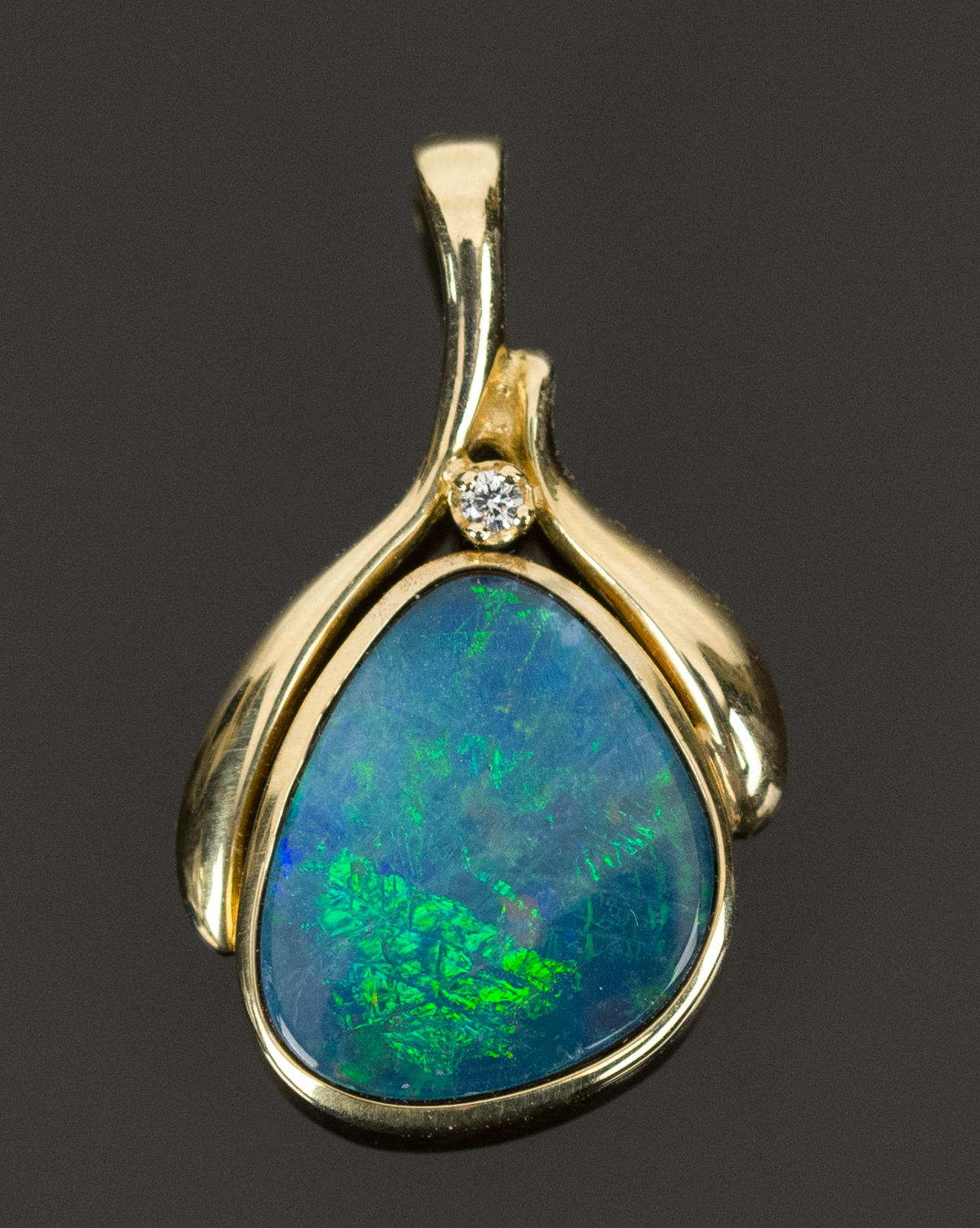 14k Gold Opal Doublet & Diamond Pendant (CTF10) #44546 | Auctionninja.com
