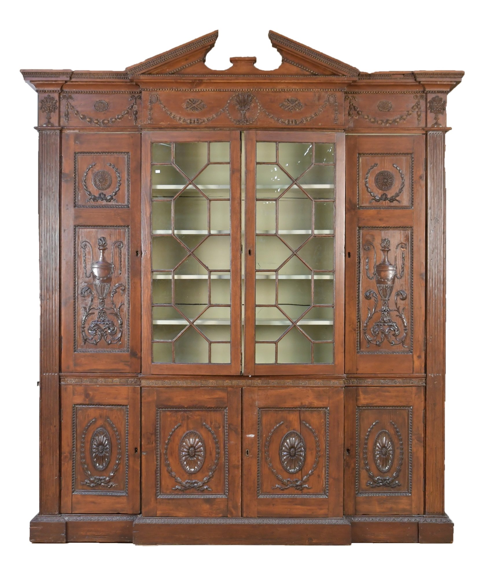19th C. English Carved Pine Breakfront (CTF80) #44617 | Auctionninja.com