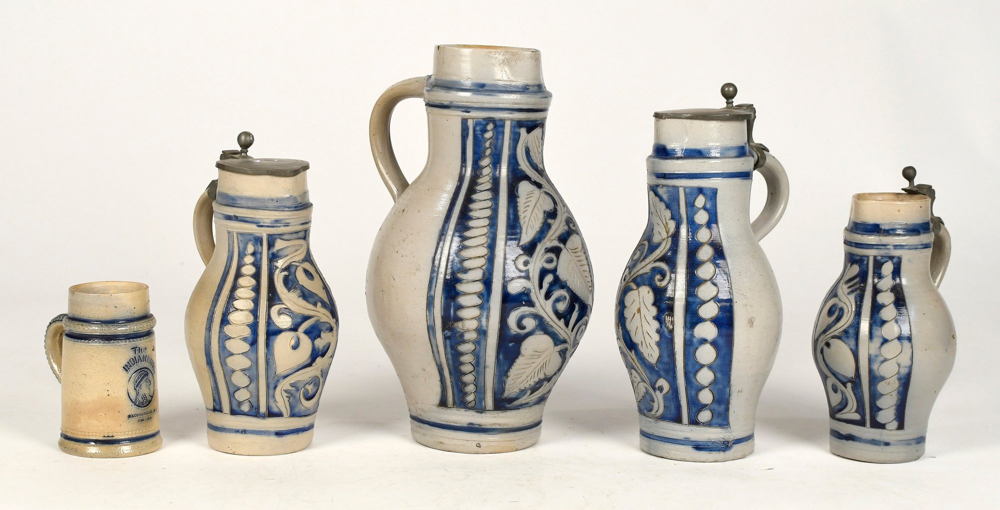 Five Antique Stoneware Steins (CTF30) #40222 | Auctionninja.com