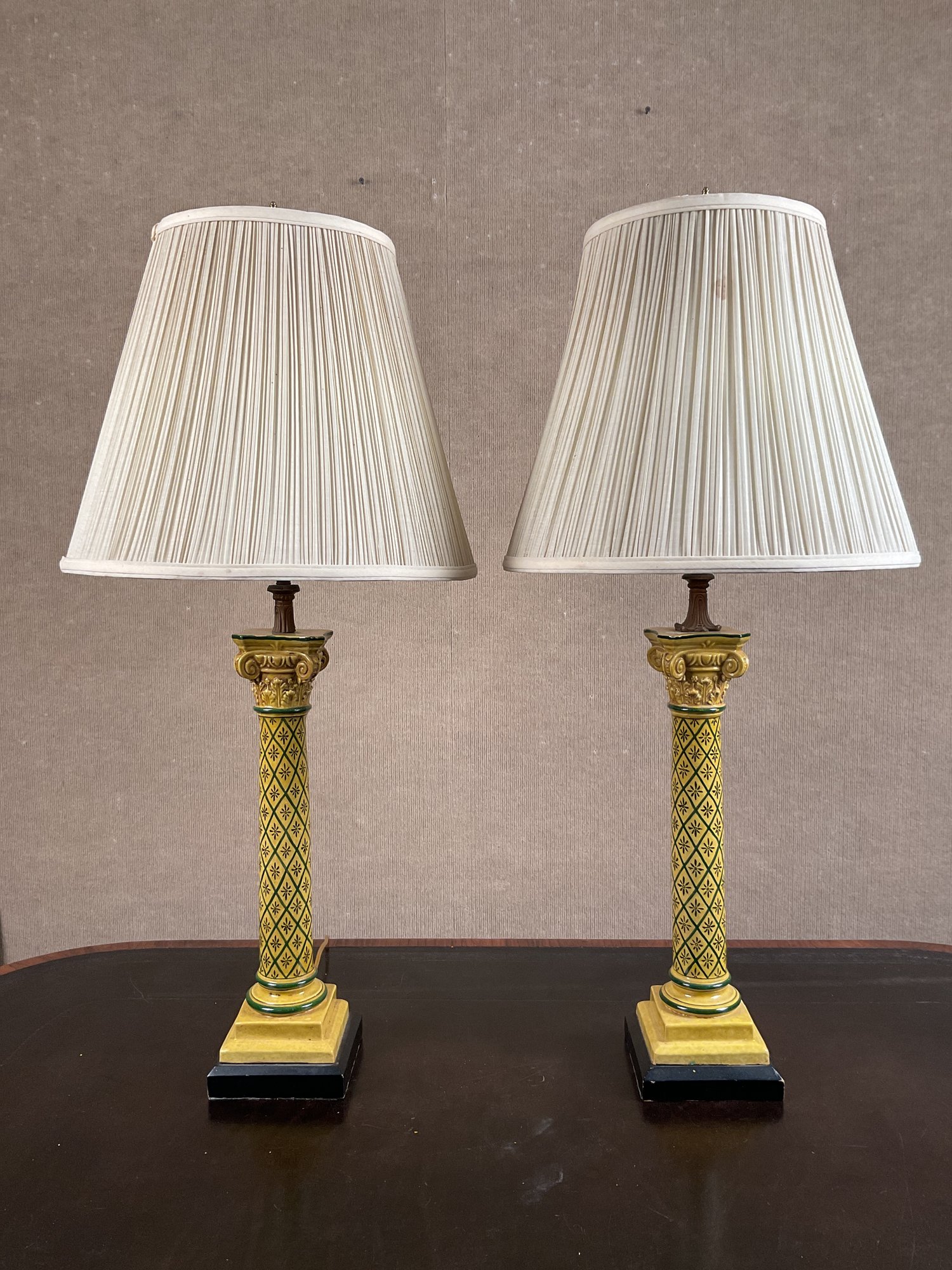 Rare Deruta Glazed Columnar Lamps (CTF20) #43709 | Auctionninja.com