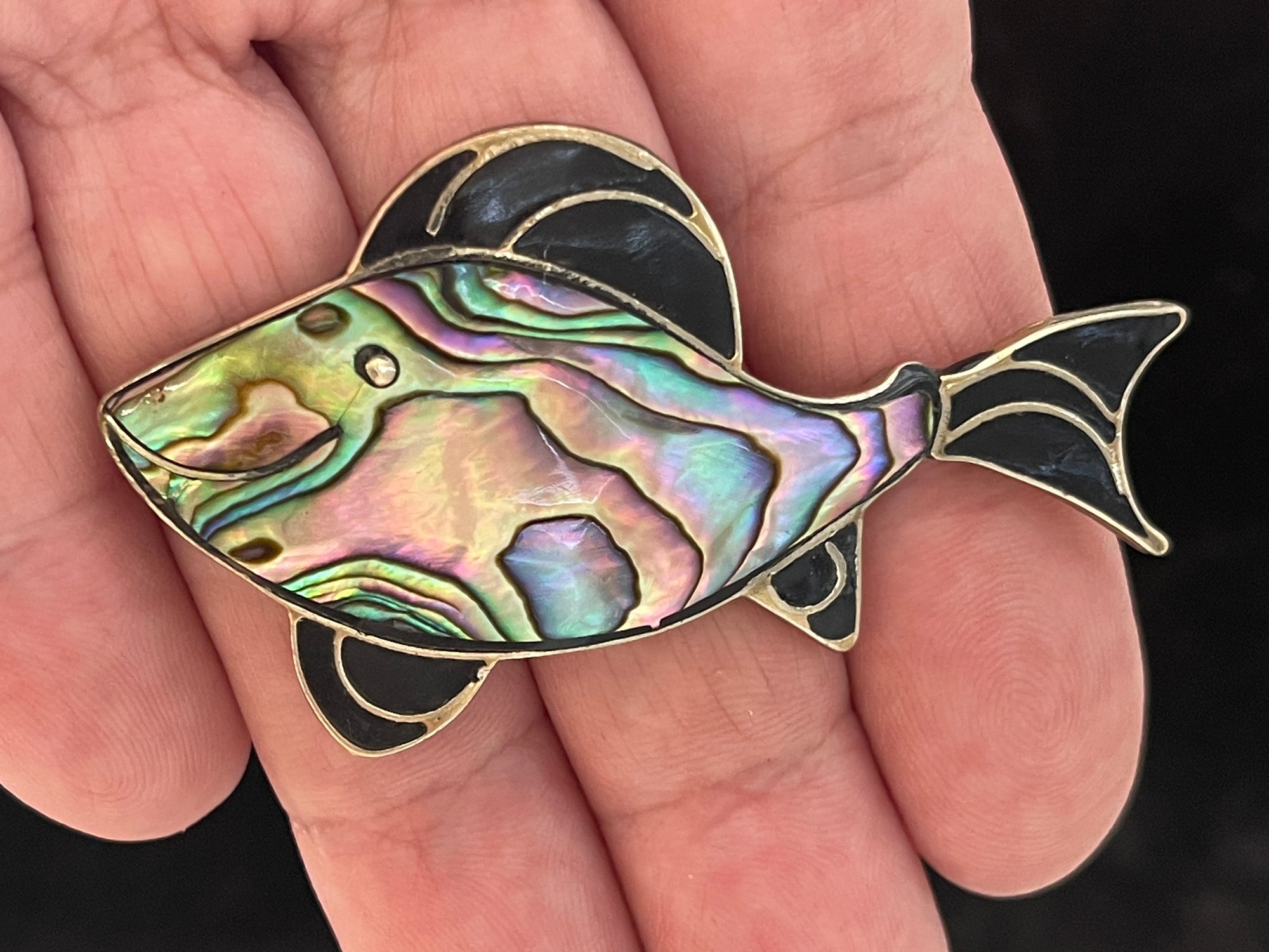 Vintage Mexico Abalone Fish Pin #1932 | Auctionninja.com