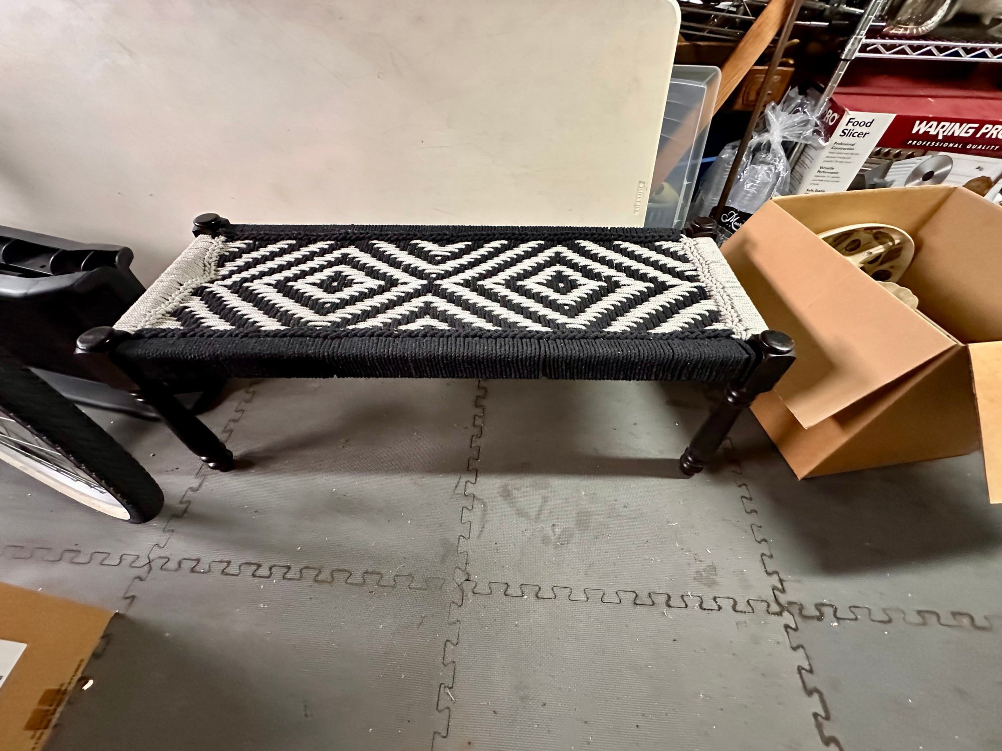 Black And White Wood And Rope Bench #43448 | Auctionninja.com