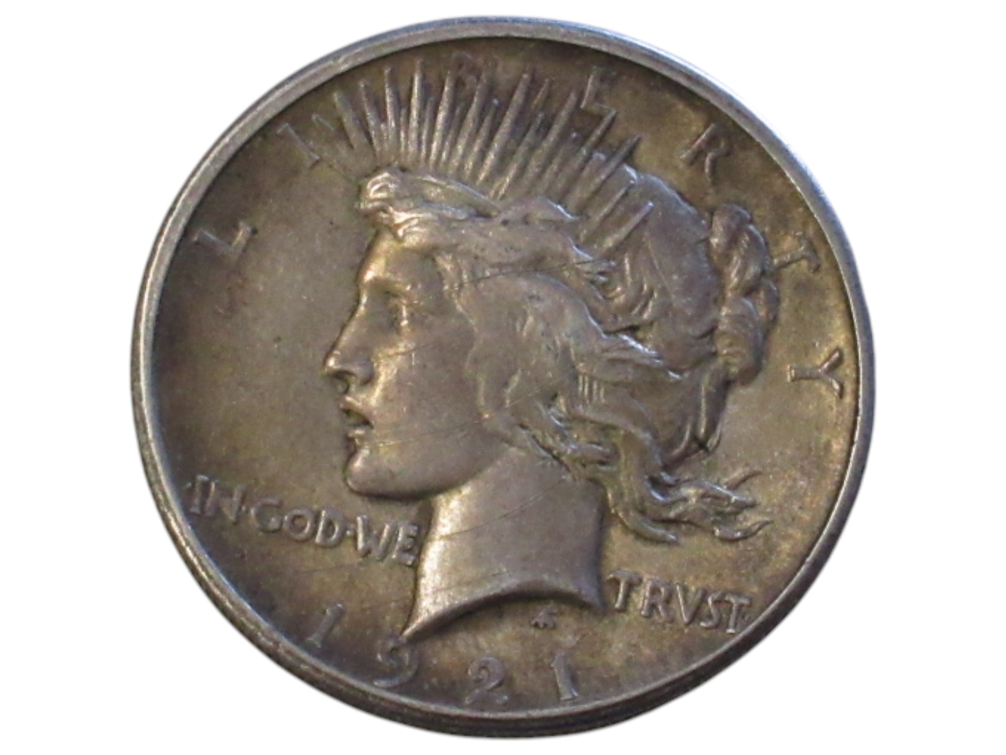 KEY DATE $1 1921 PEACE SILVER DOLLAR SCRATCHES #3335 | Auctionninja.com